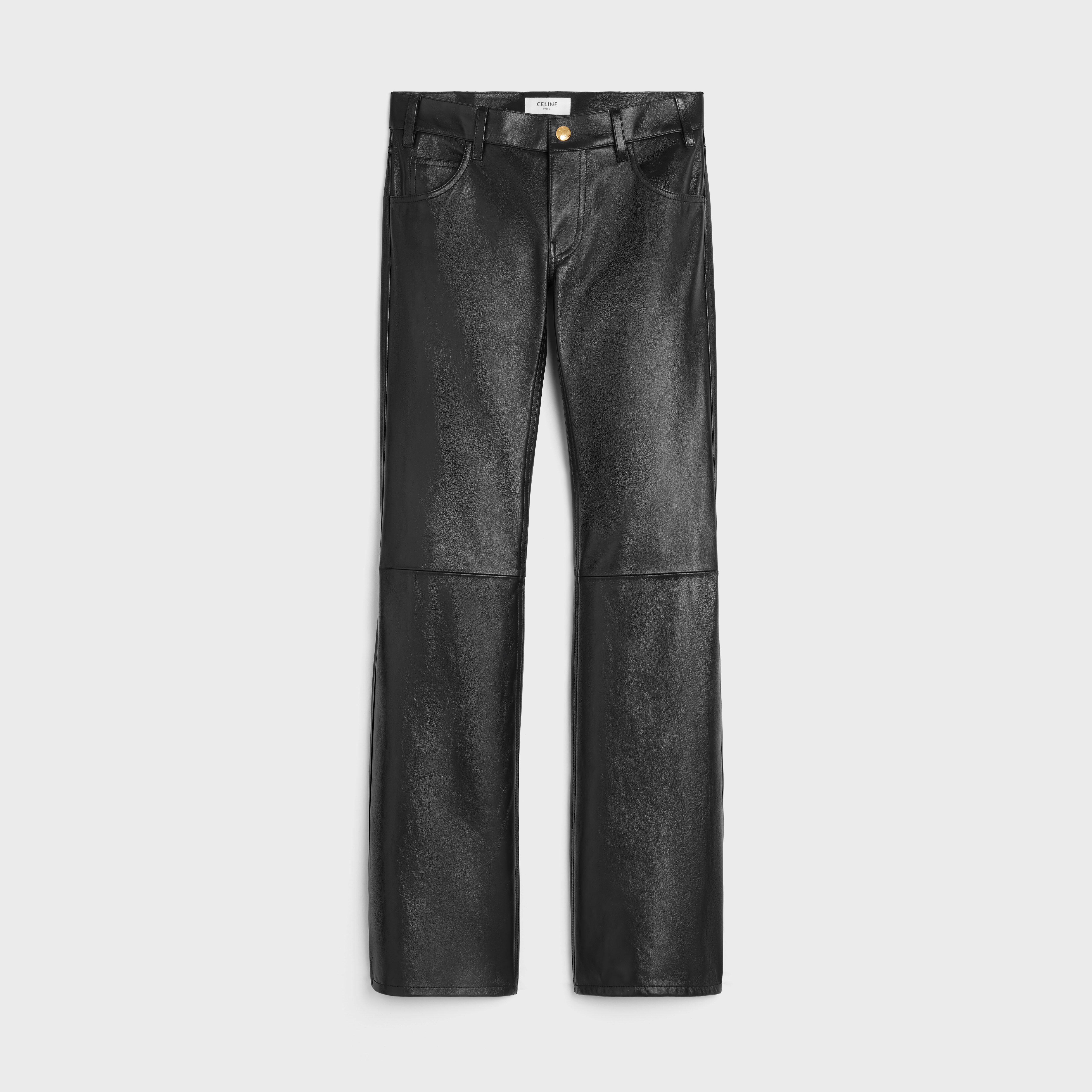LOW FLARE JEANS IN SOFT LAMBSKIN - BLACK | CELINE