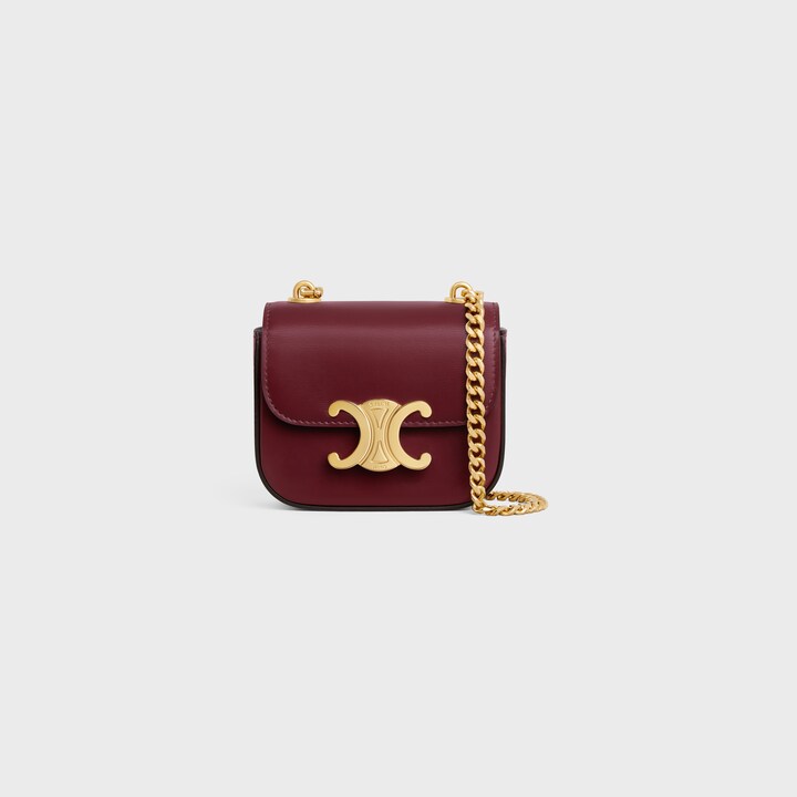 MINI CHAIN CLAUDE IN SHINY CALFSKIN - LIGHT BURGUNDY | CELINE