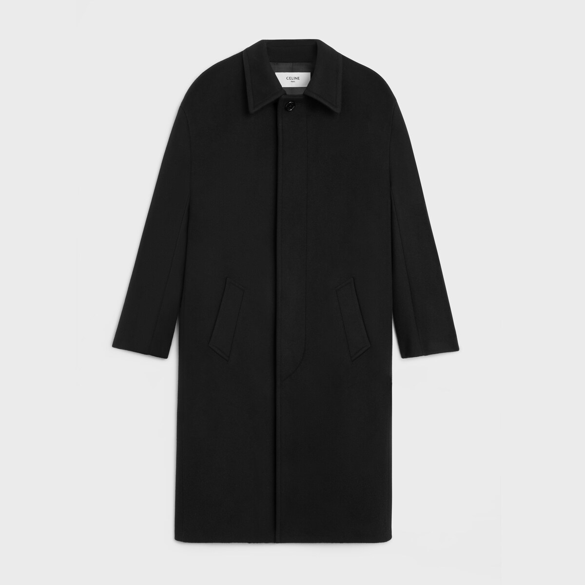 MAC COAT IN DOUBLE FACE CASHMERE WOOL - BLACK | CELINE