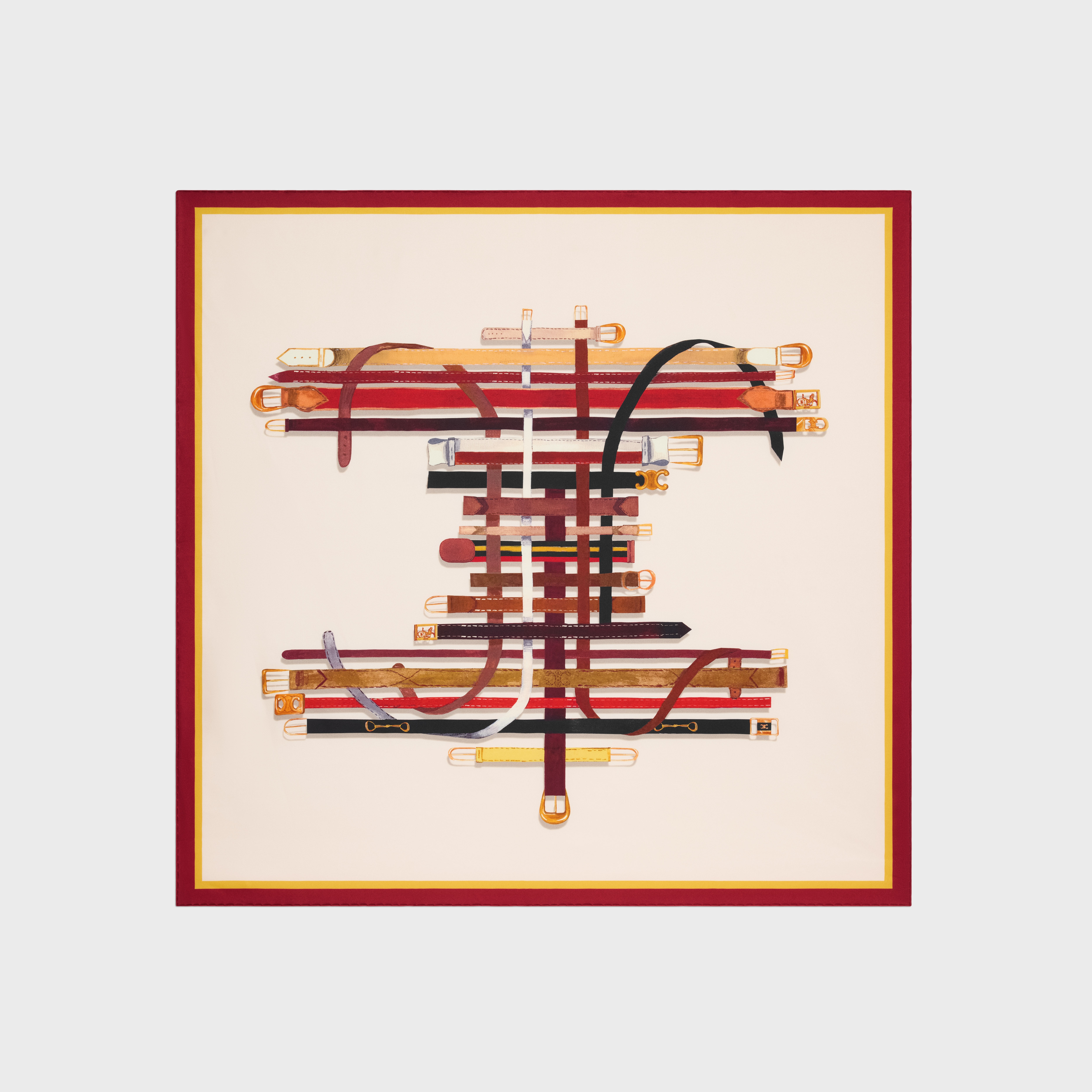 PAÑUELO CUADRADO DE SARGA DE SEDA - MARFIL/TOSTADO/MARRÓN | CELINE