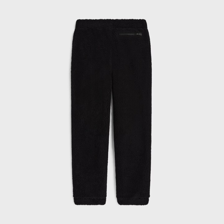 CELINE LOOSE TRACK PANTS IN JERSEY FLEECE - BLACK / WHITE | CELINE