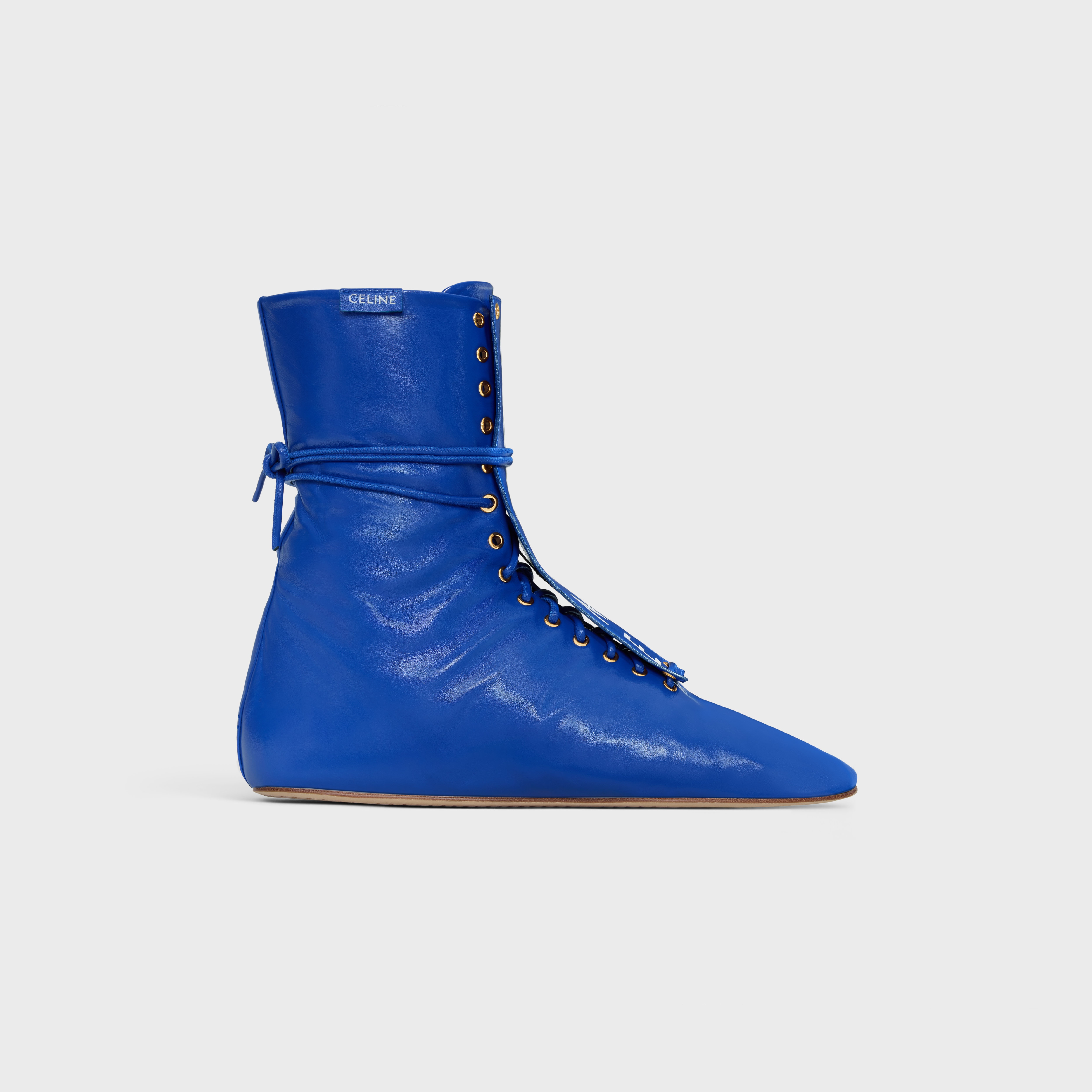 BALLET HIGH - LACE-UP BOOT IN LAMBSKIN - Ultra Blue | CELINE