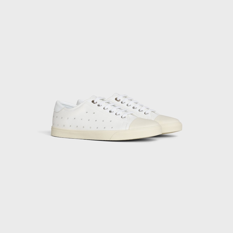 Celine Blank Low Lace Up Sneaker with Toe Cap in Canvas and Calfskin ...