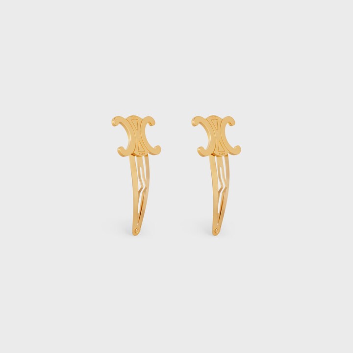 CELINE SET OF 2 SNAP HAIR CLIPS IN BRASS WITH GOLD FINISH AND STEEL ...