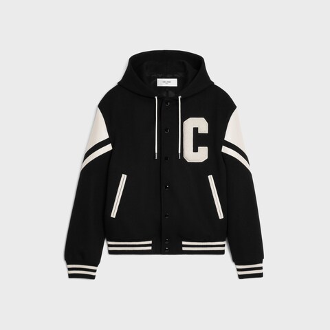 HOODED JACKSON TEDDY JACKET IN TEXTURED WOOL - | CELINE
