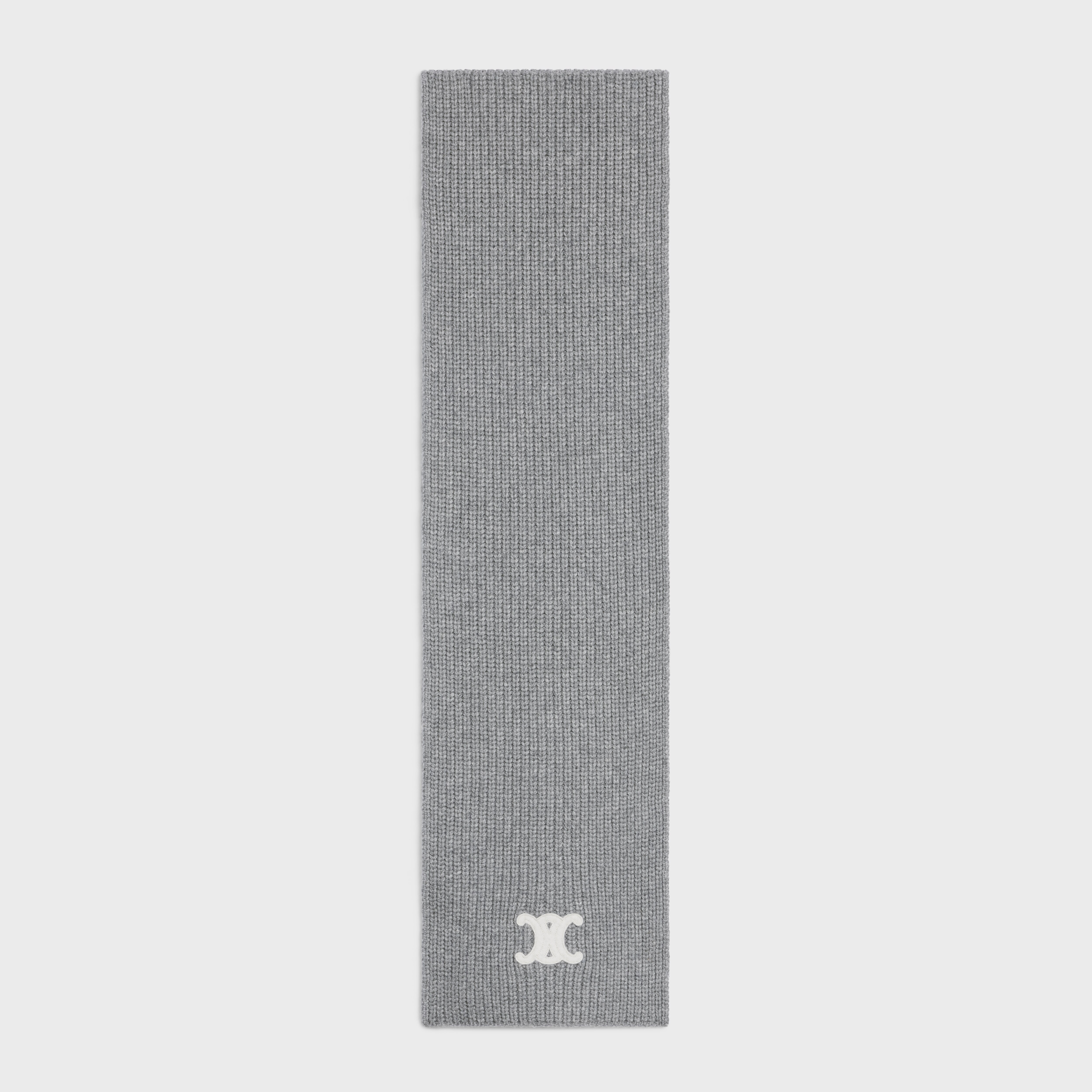 TRIOMPHE SCARF IN RIBBED CASHMERE WOOL - MEDIUM GREY | CELINE