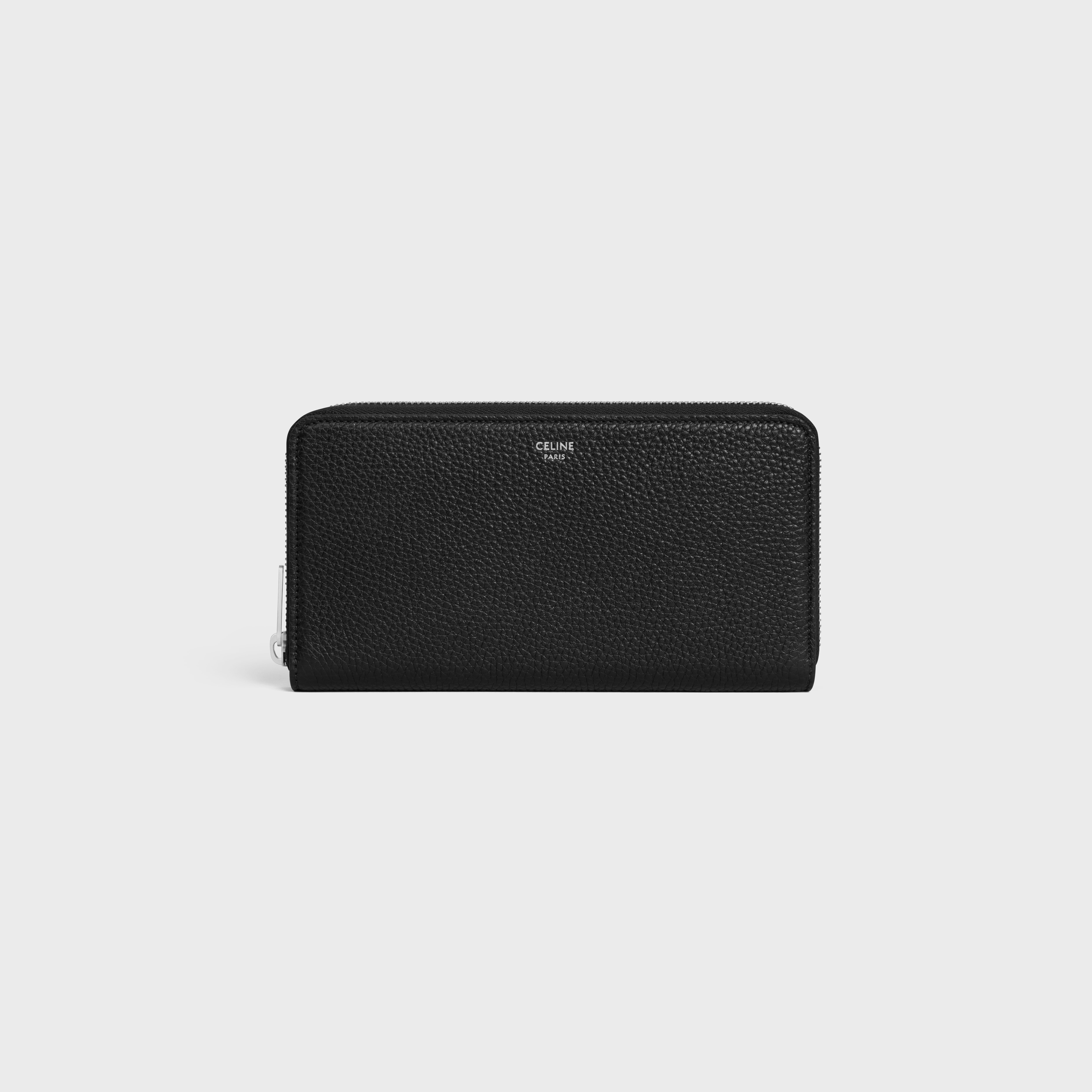 Large zipped wallet IN GRAINED CALFSKIN - BLACK | CELINE