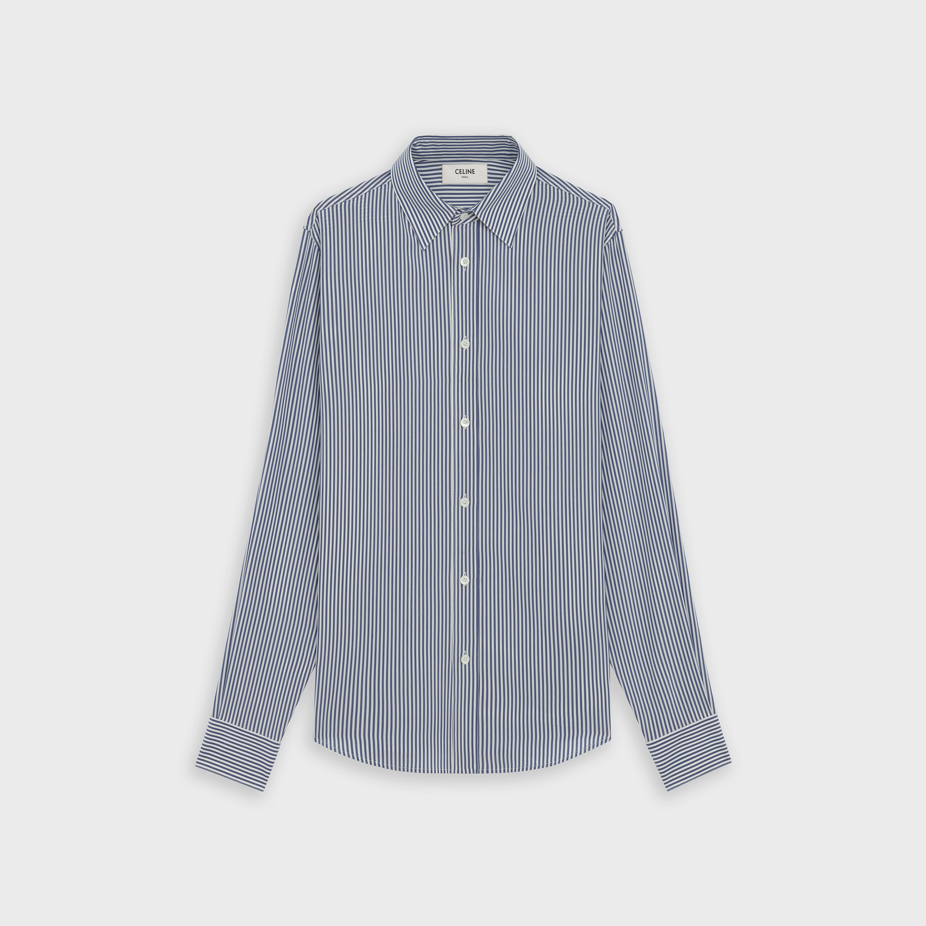 camisa clásica de lona de seda a rayas - null | CELINE