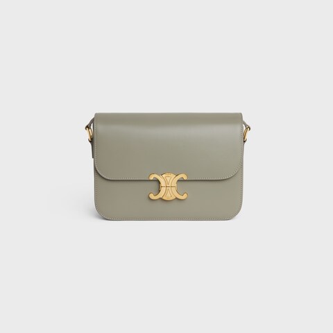 CLASSIQUE TRIOMPHE BAG IN SHINY CALFSKIN - GREEN CLAY | CELINE
