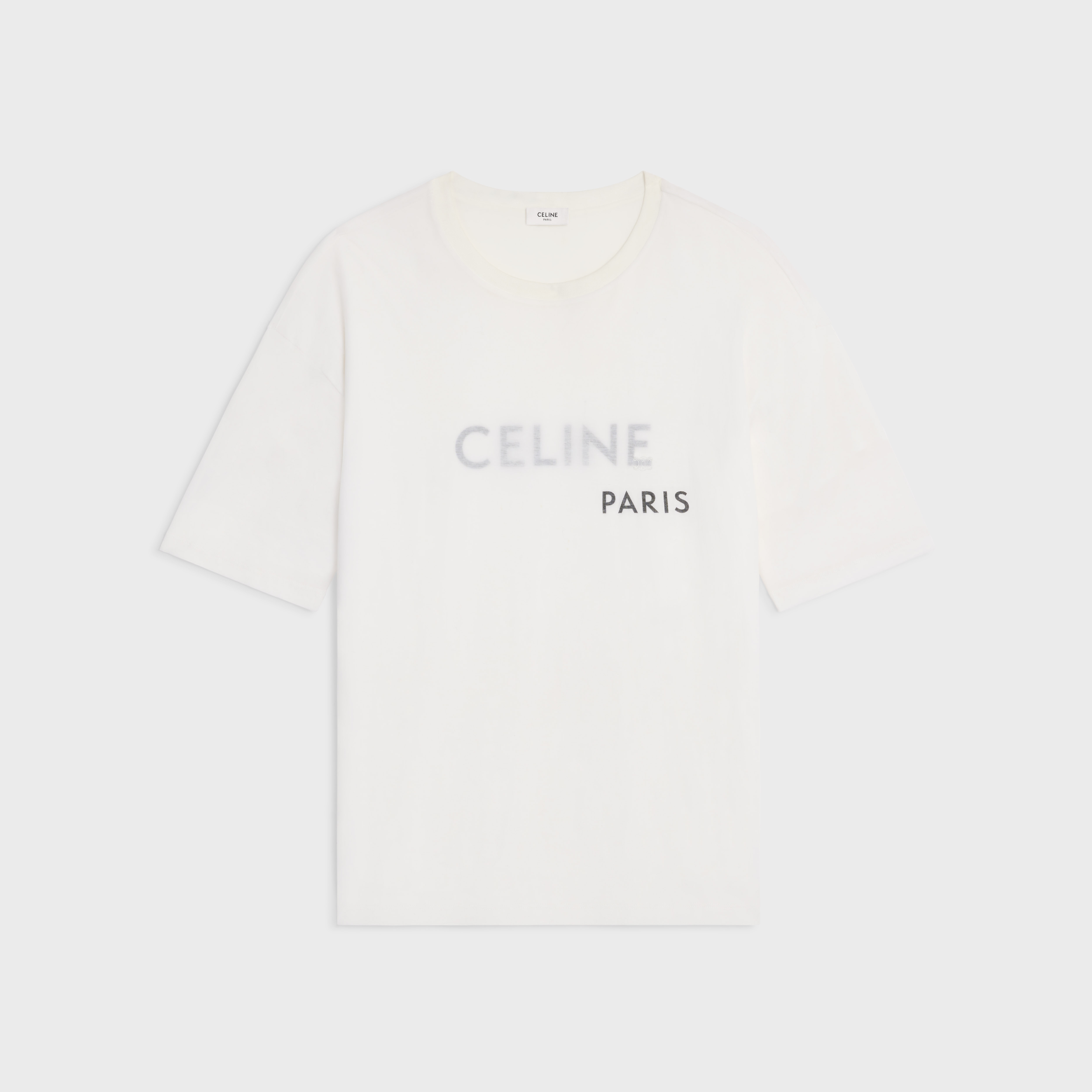 double layered t-shirt IN FINE COTTON JERSEY - OFF WHITE / BLACK | CELINE