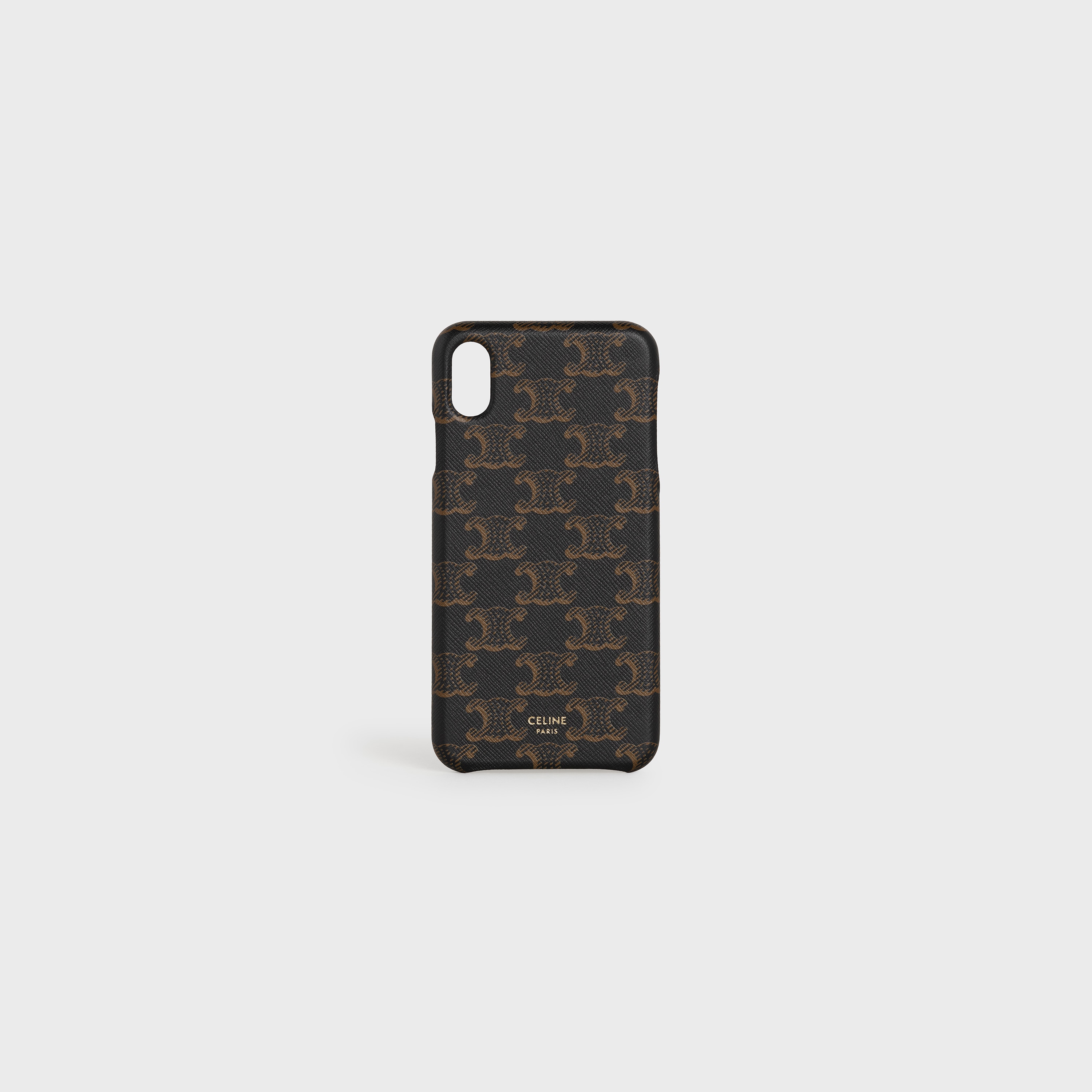 Iphone XS MAX Case in Lambskin with Triomphe print - Black | CELINE