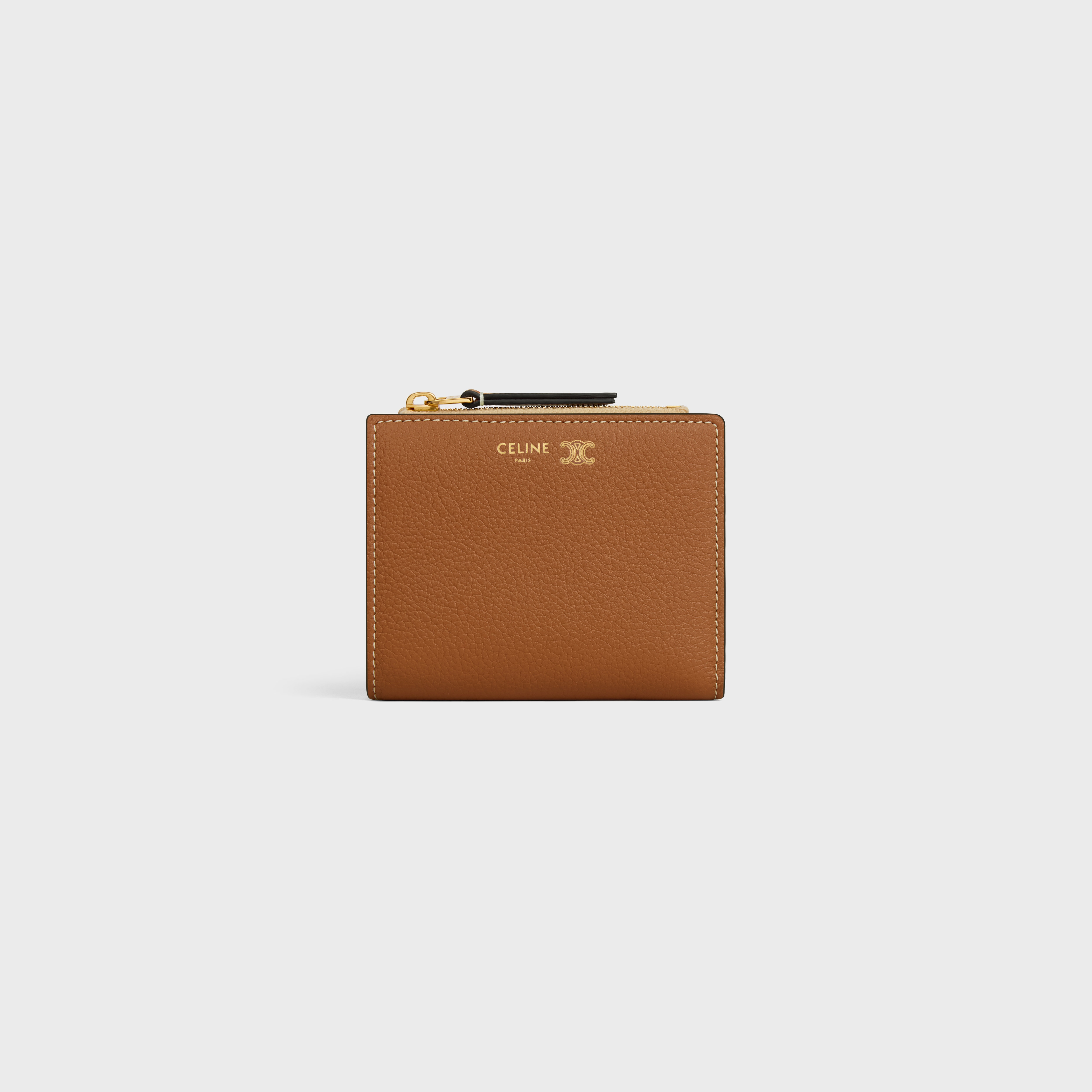 PORTEFEUILLE COMPACT VEAU SOUPLE GRAINé - SOFT TAN / Crème | CELINE