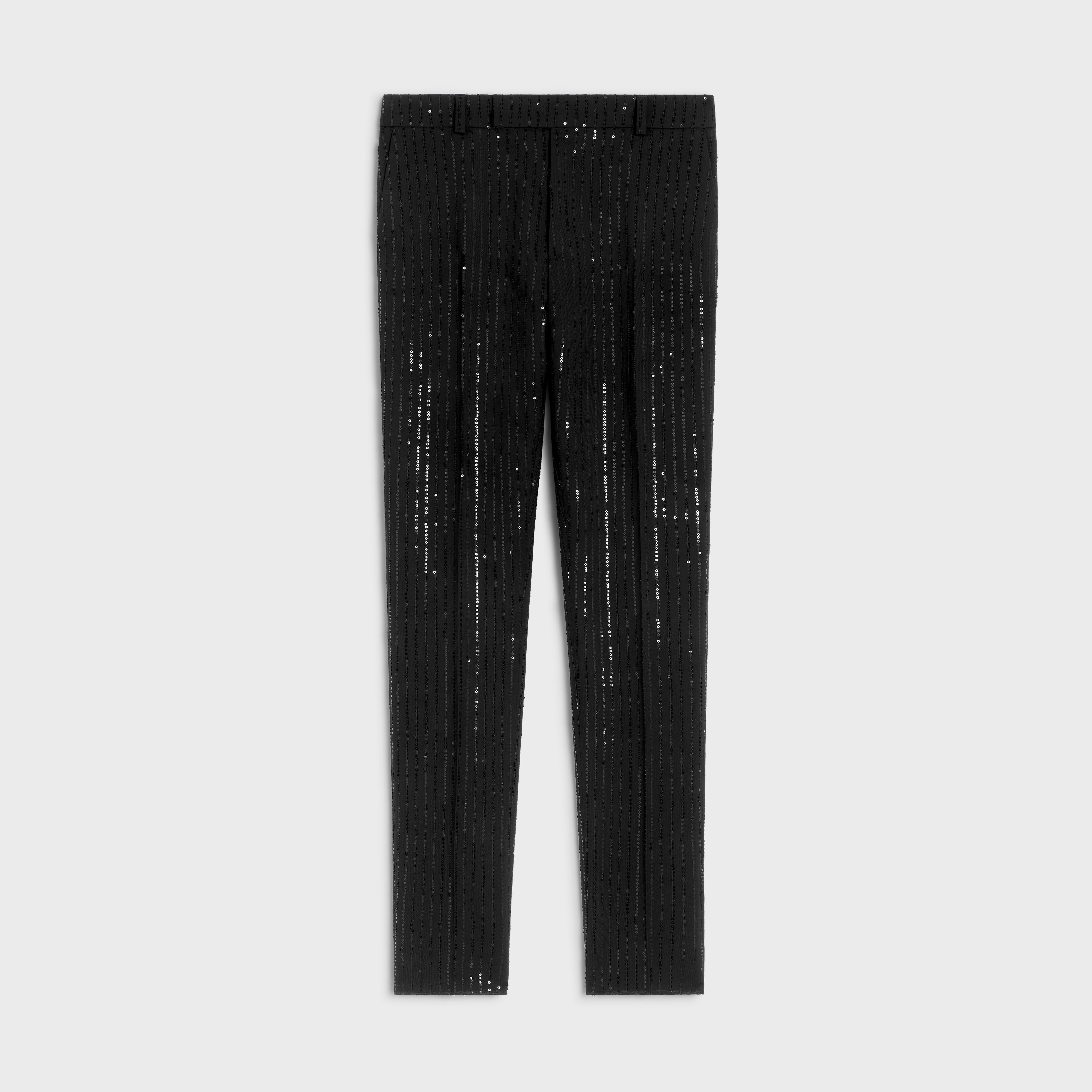 PANTALONI CLASSICI RICAMATI IN GABARDINE DI LANA - NERO | CELINE