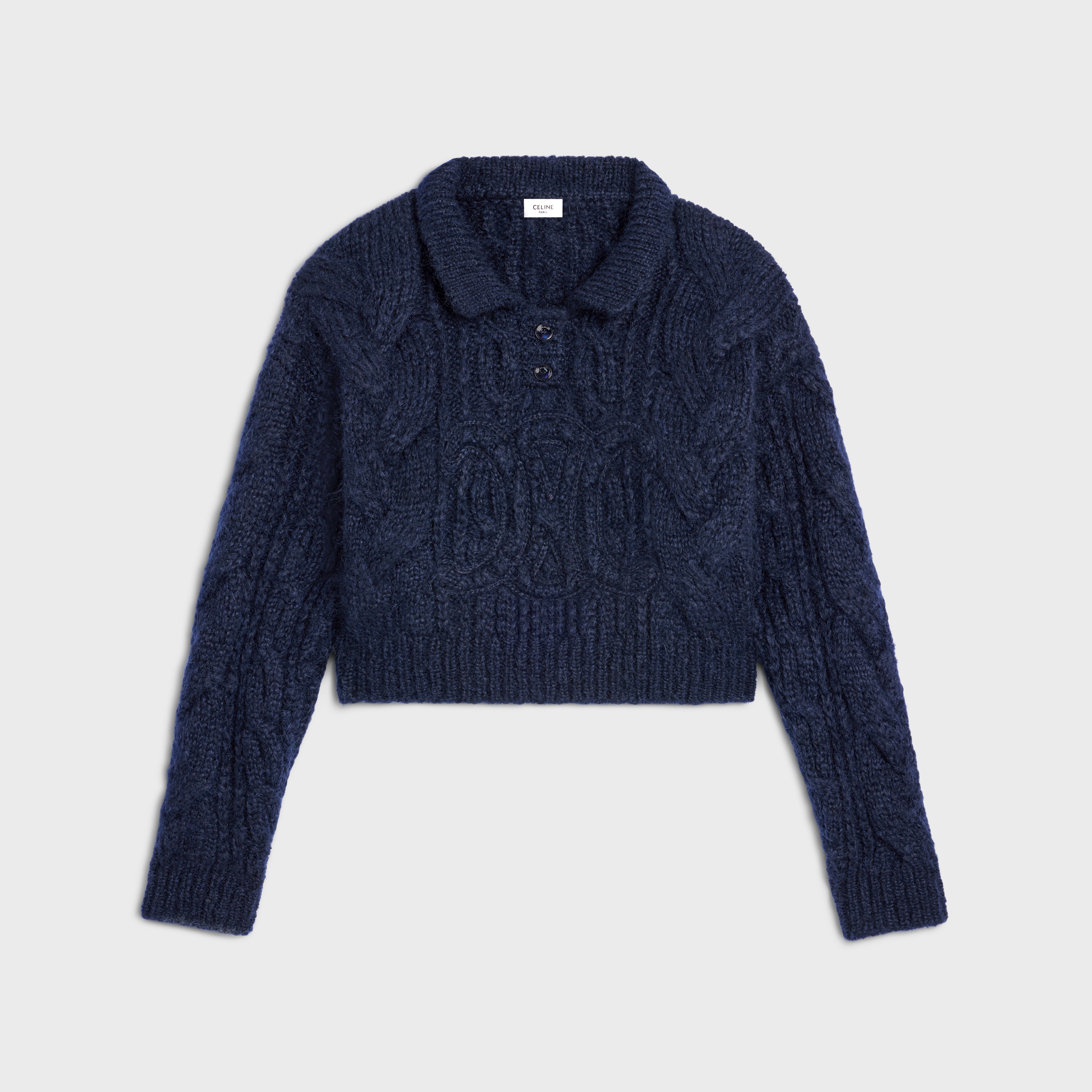 Pullover aus Aran-Mohair und Wolle - MARINEBLAU | CELINE