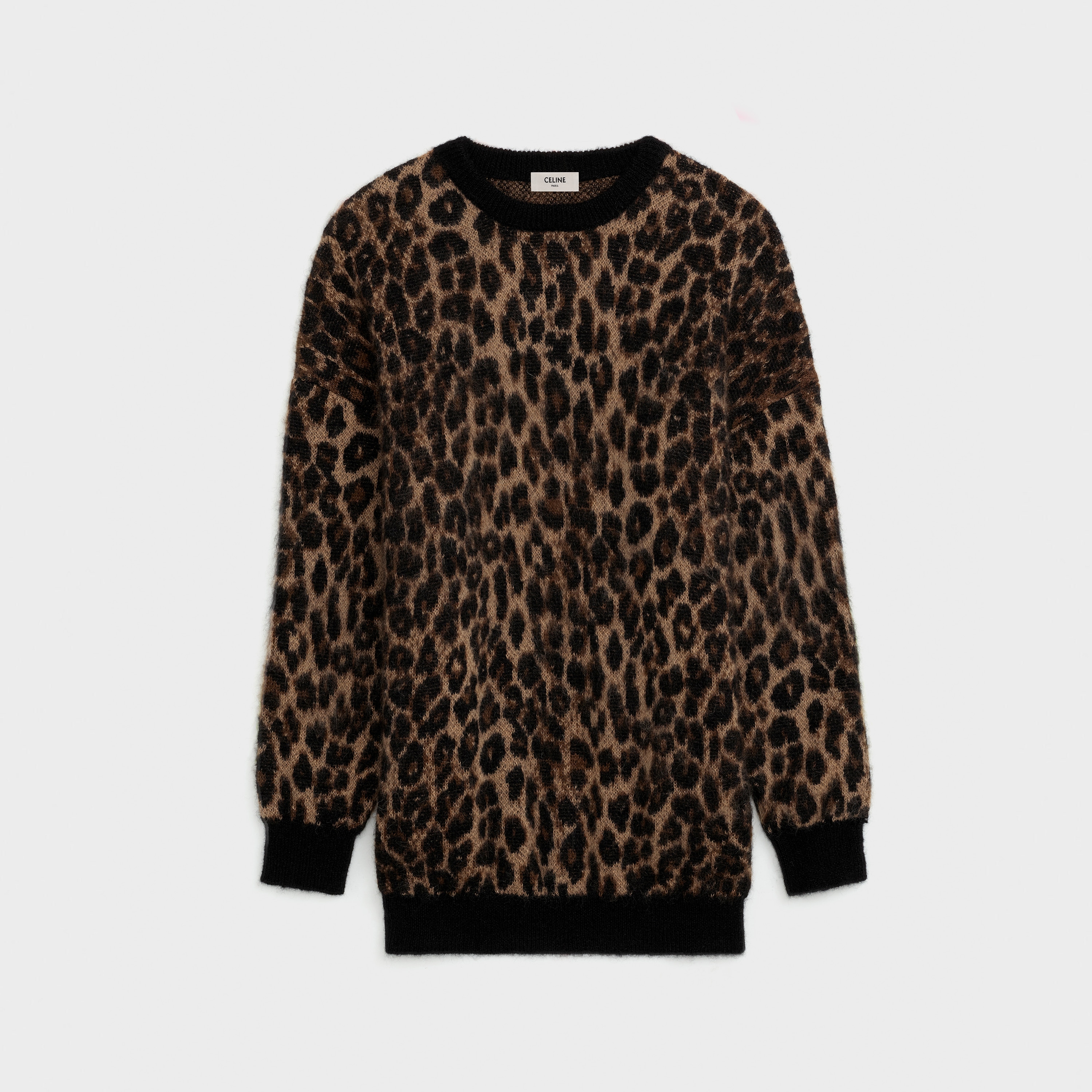 sweater dress in jacquard mohair with leopard pattern - null | CELINE