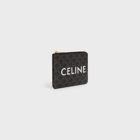 COIN AND CARD POUCH IN TRIOMPHE CANVAS - BLACK | CELINE