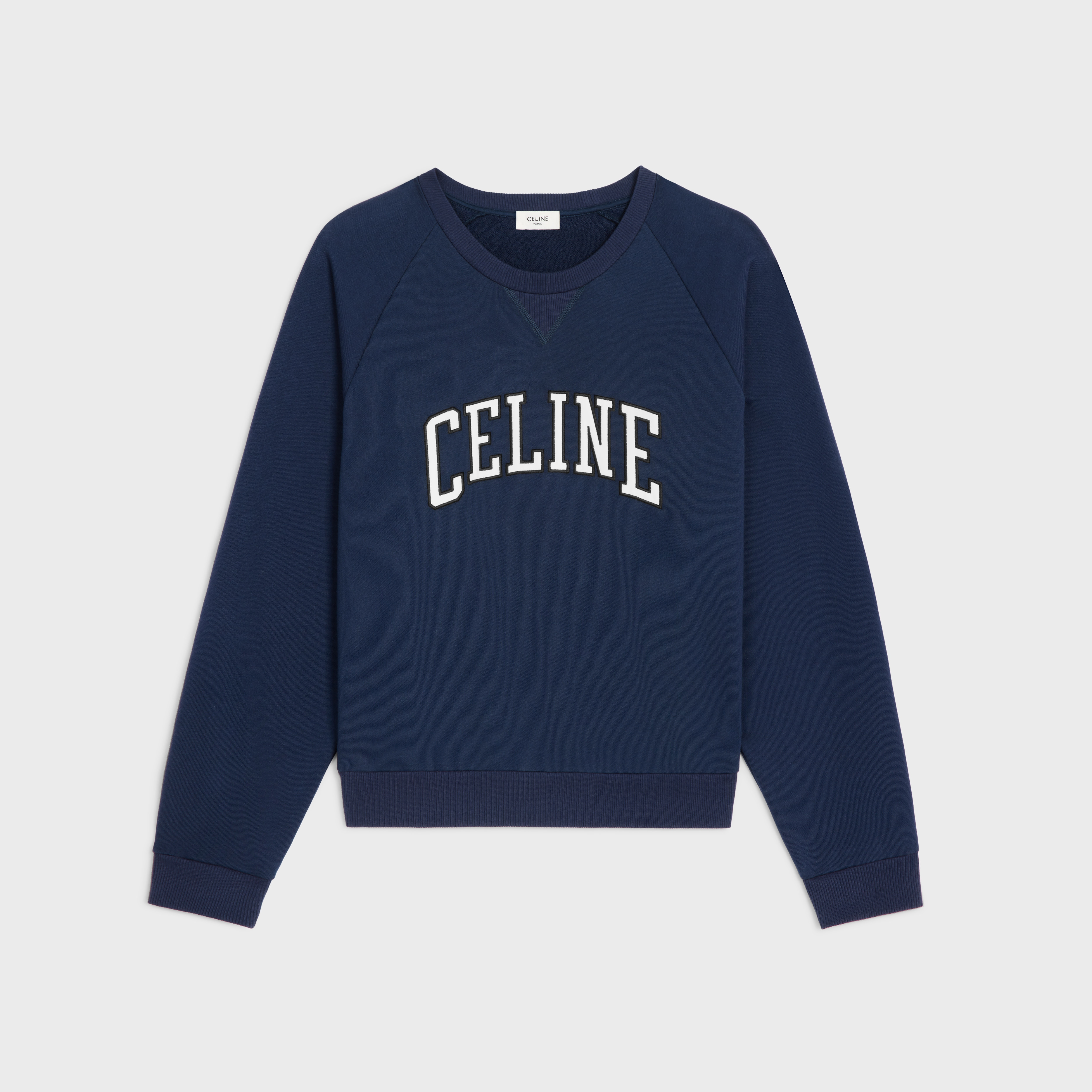 regular sweatshirt IN cotton fleece - NAVY/ECRU/BLACK | CELINE
