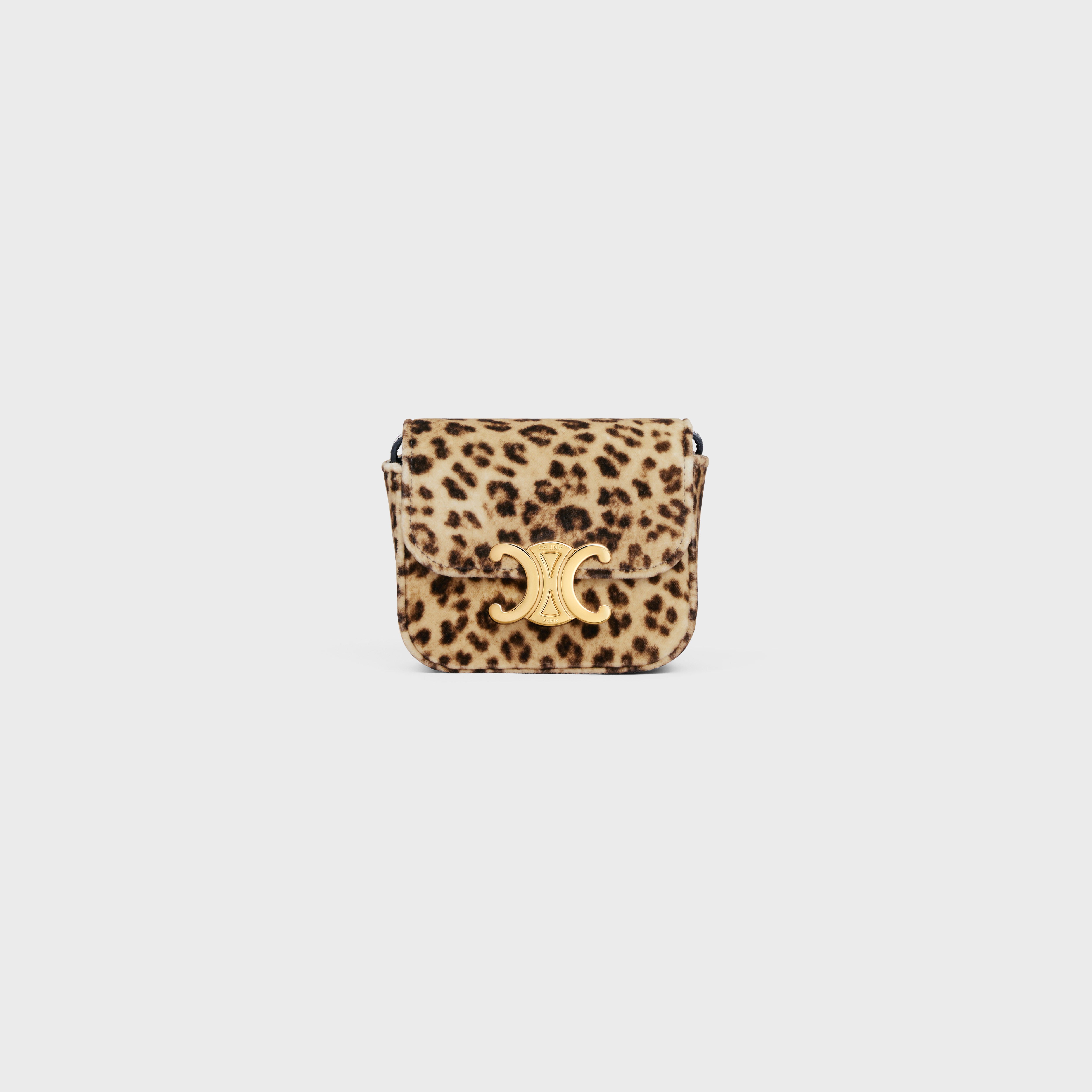MINI CLAUDE IN VELVET WITH LEOPARD PRINT - LEOPARD | CELINE