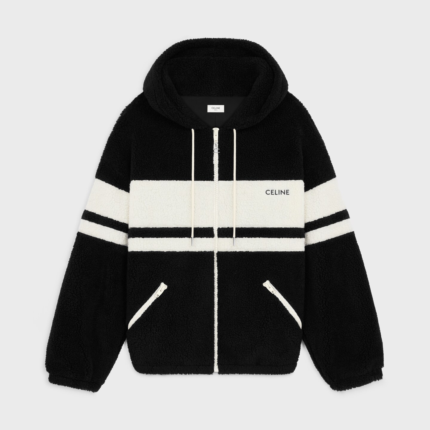 CELINE HOODED JACKET IN JERSEY FLEECE - | CELINE