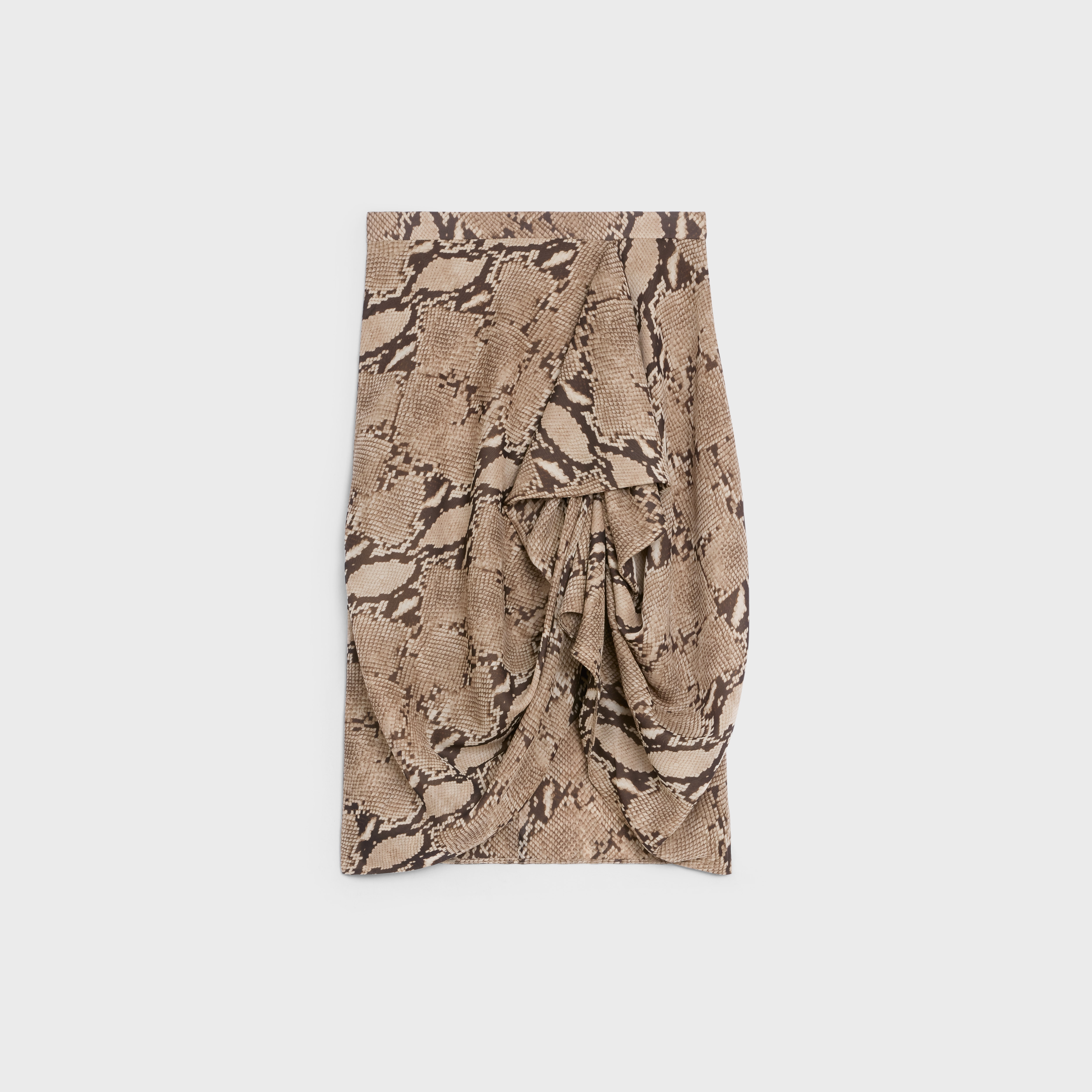 Draped skirt in Silk georgette - BEIGE/BRUN | CELINE