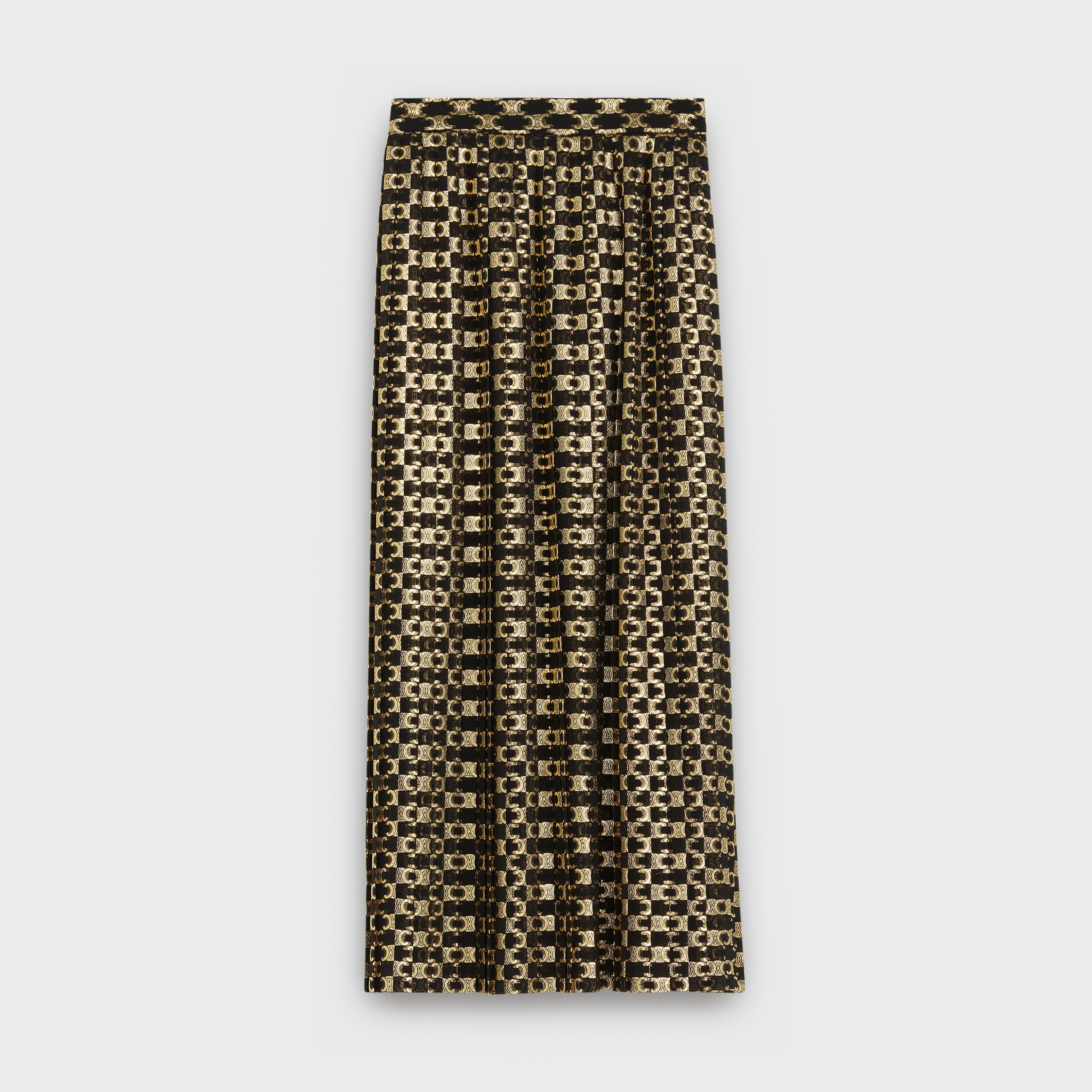 long pleated skirt in jacquard "triomphe" pattern - null | CELINE