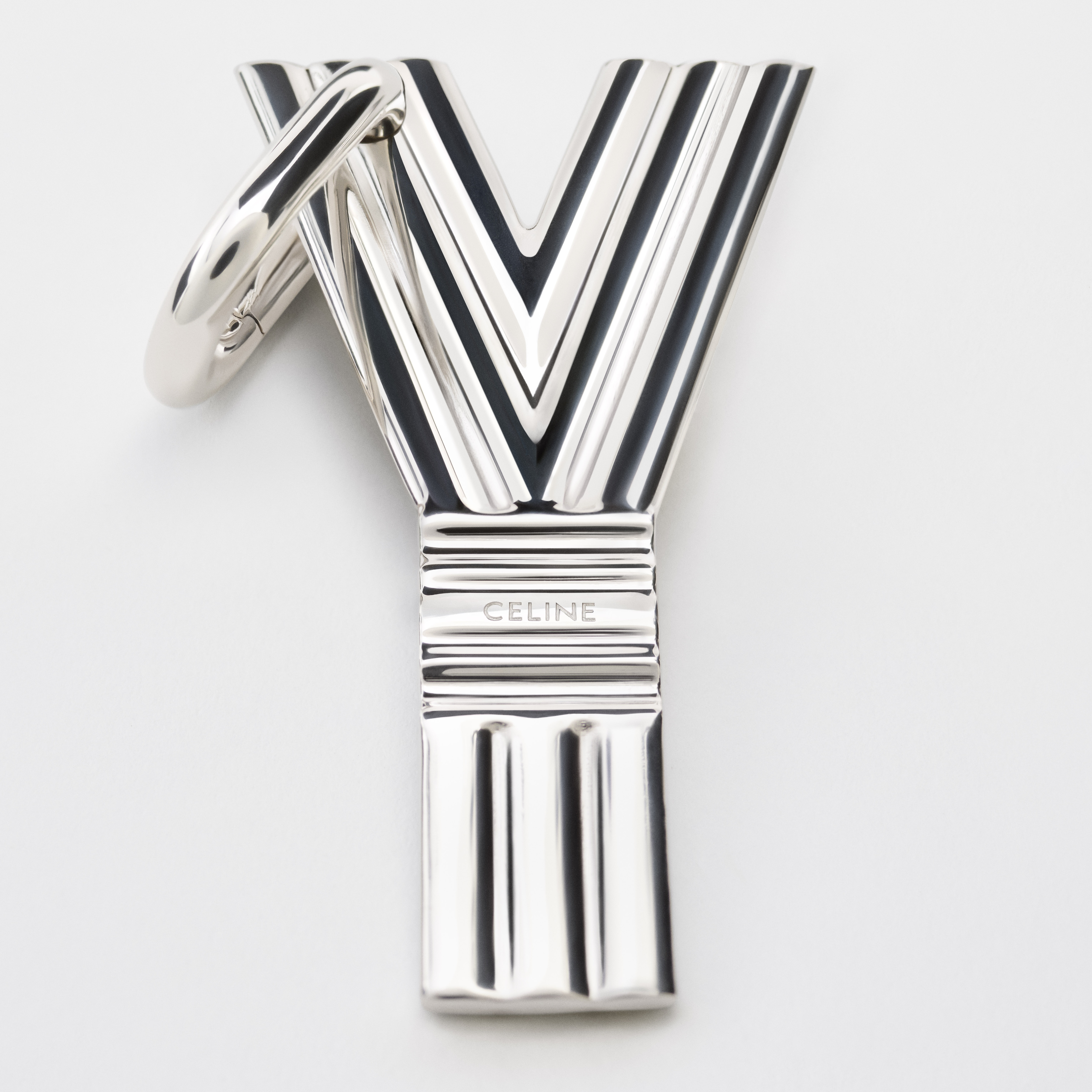 ALPHABET CHARMS Y LETTER IN BRASS WITH RHODIUM FINISH - SILVER | CELINE