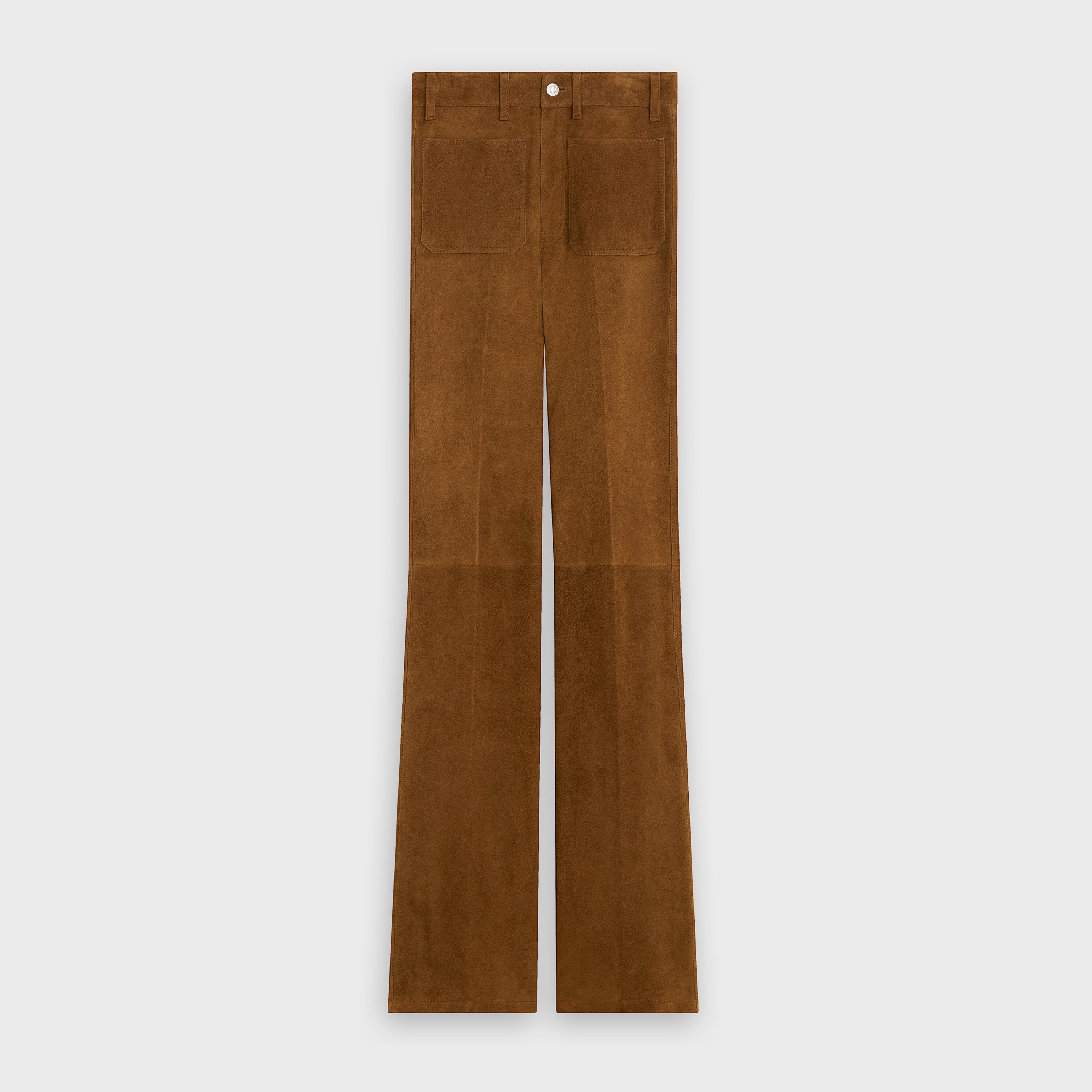 Pantalón acampanado con bolsillos sobrepuestos de ante - null | CELINE