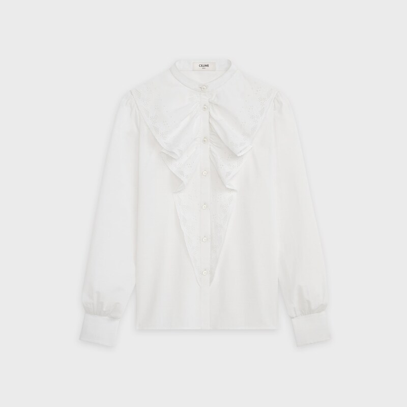 jabot frill blouse in cotton batiste - null | CELINE