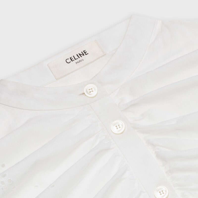 jabot frill blouse in cotton batiste - null | CELINE
