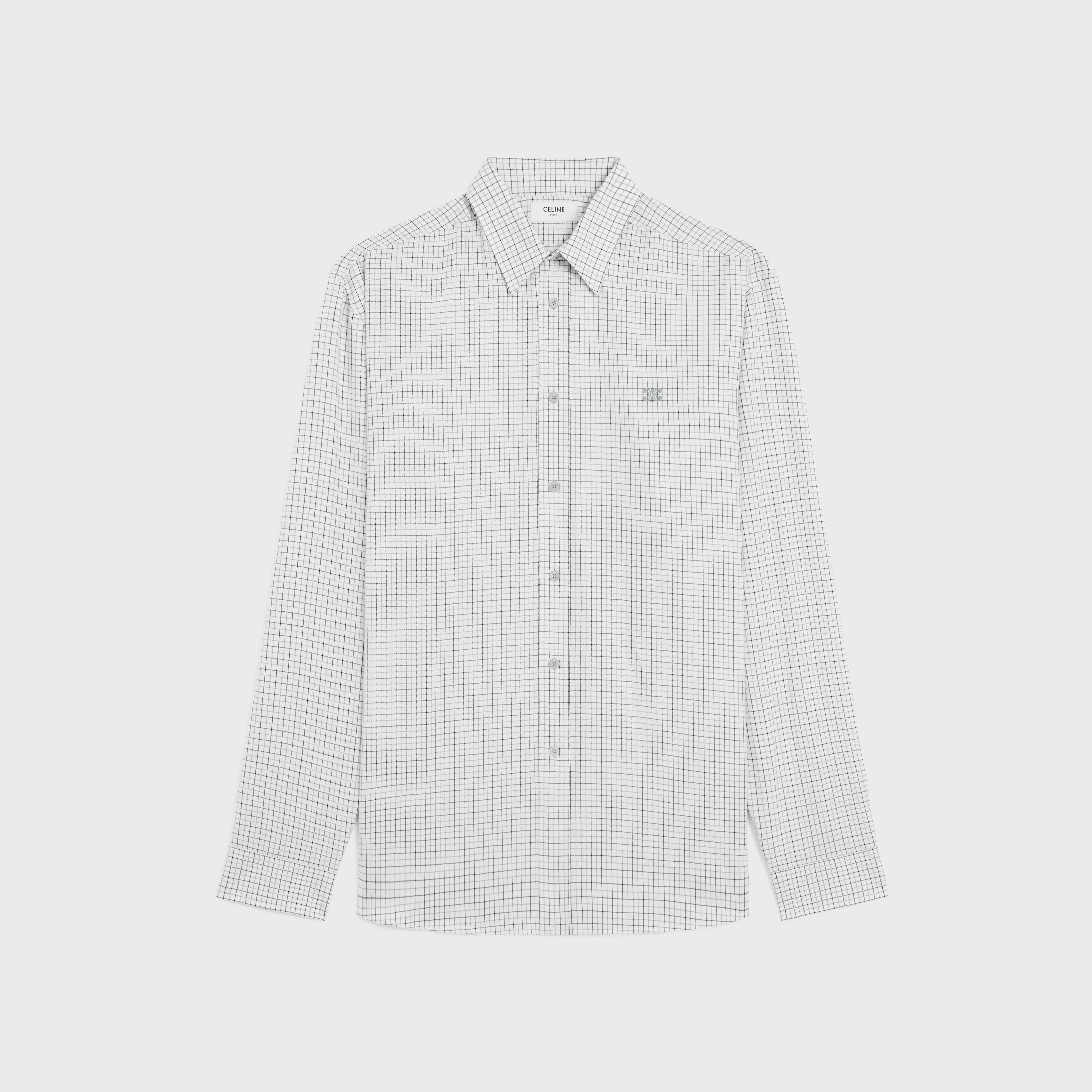 chemise large Twill de coton à carreaux - IVOIRE/GRIS/NOIR | CELINE