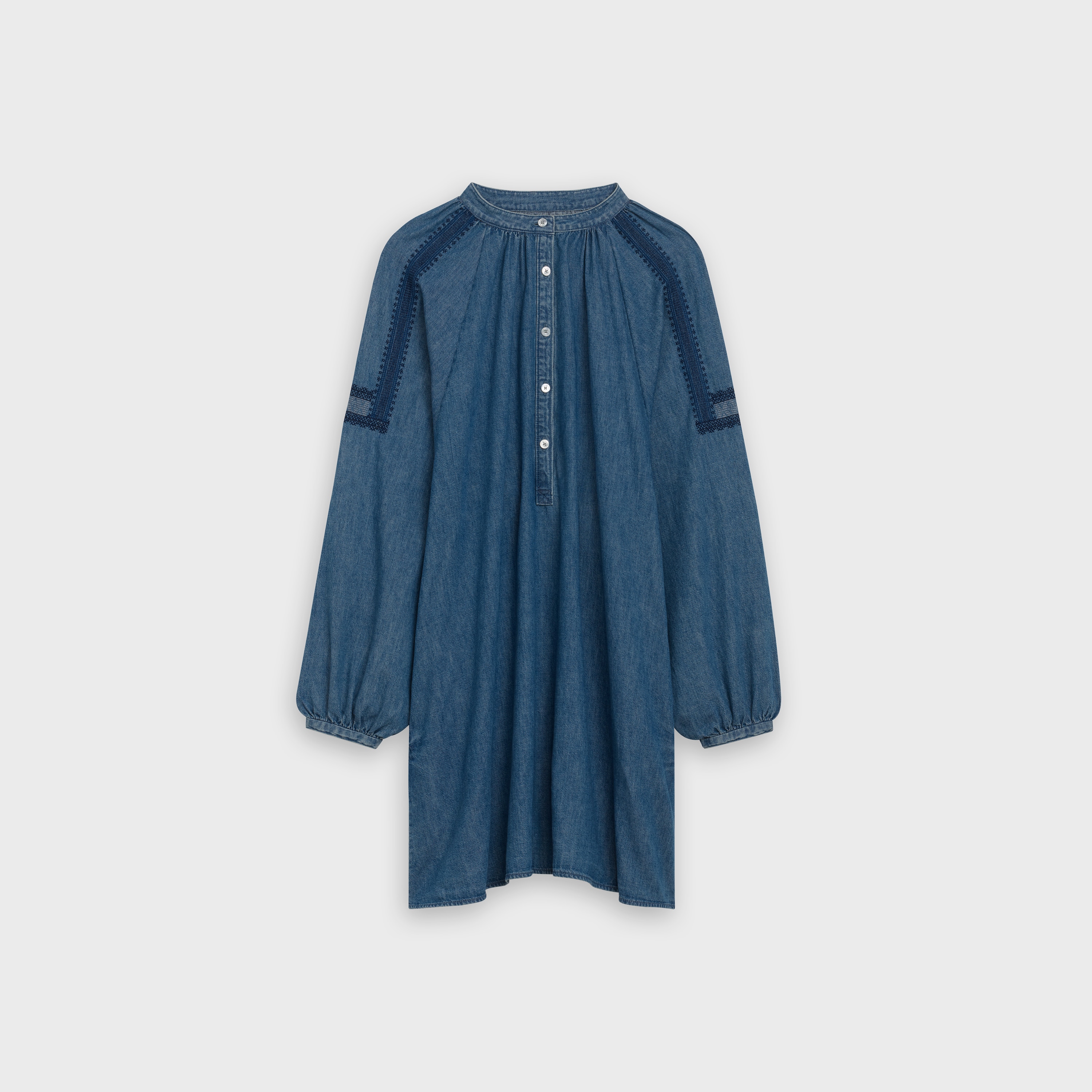 MINI DRESS IN EMBROIDERED LIGHTWEIGHT DENIM - null | CELINE