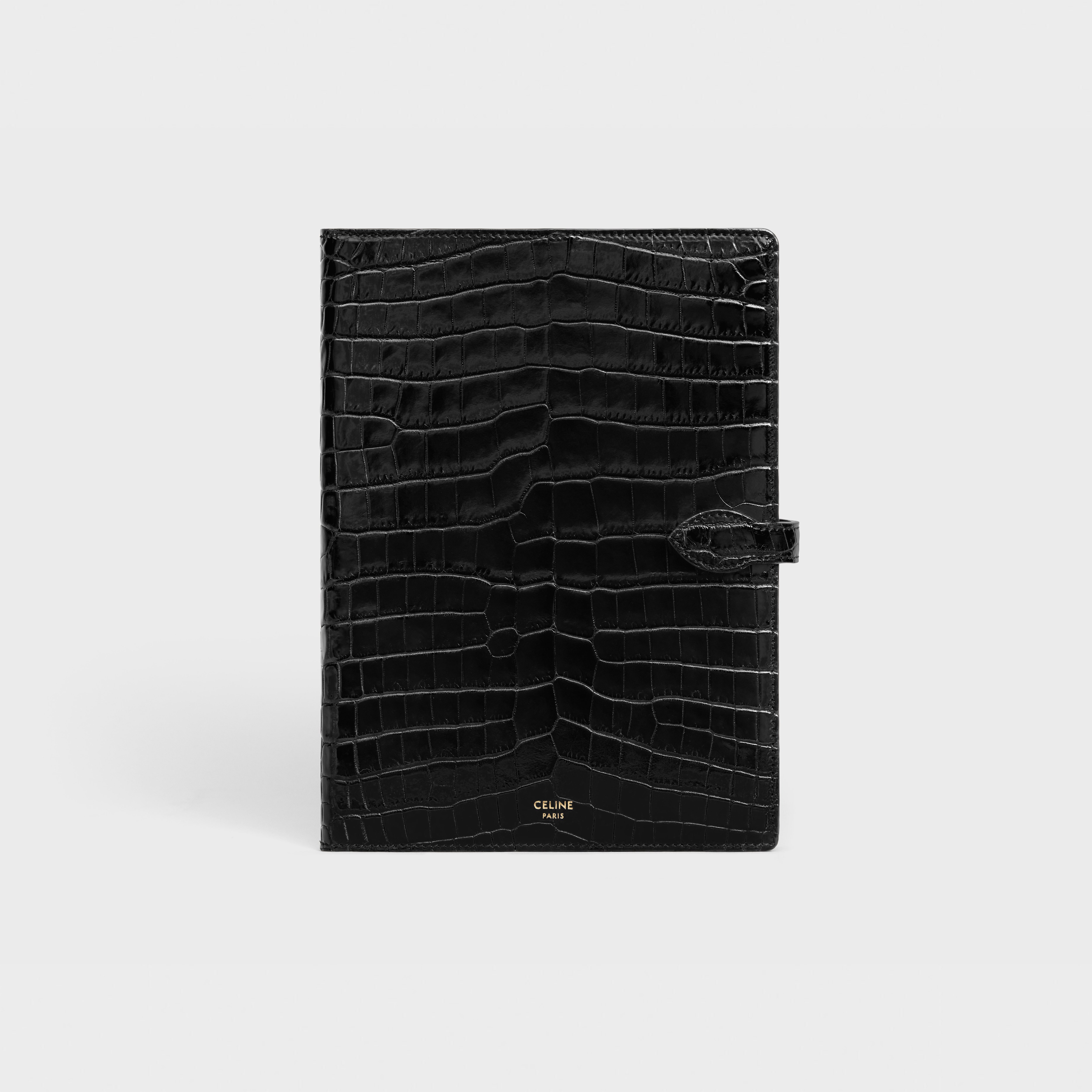 MEDIUM NOTEBOOK COVER IN CROCODILE - BLACK | CELINE