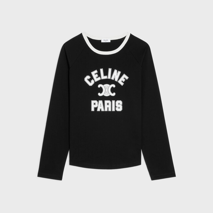 CELINE PARIS T-SHIRT IN COTTON JERSEY - BLACK / CREAM | CELINE