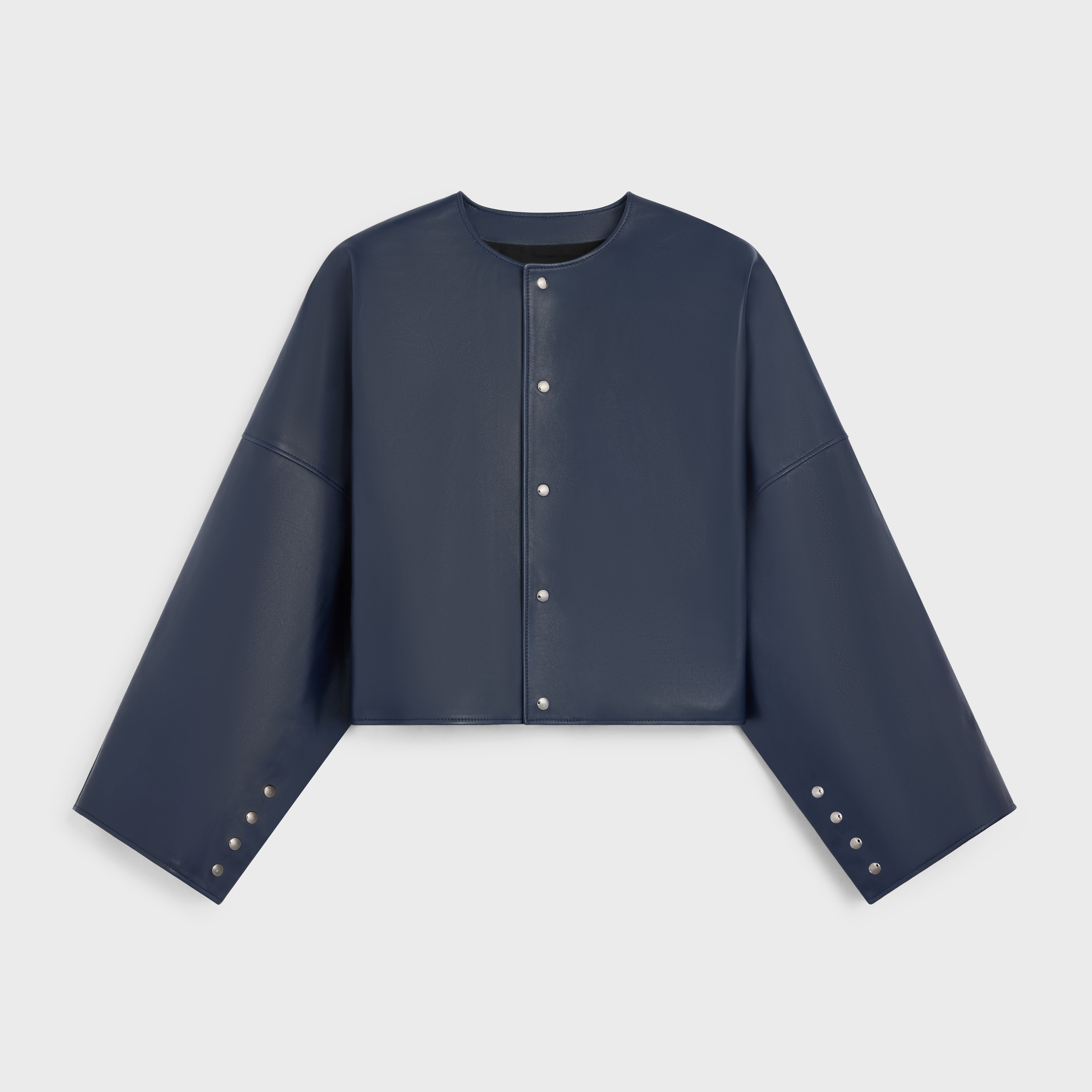 CHAQUETA CÁRDIGAN DE PIEL DE CORDERO - AZUL POLICÍA | CELINE