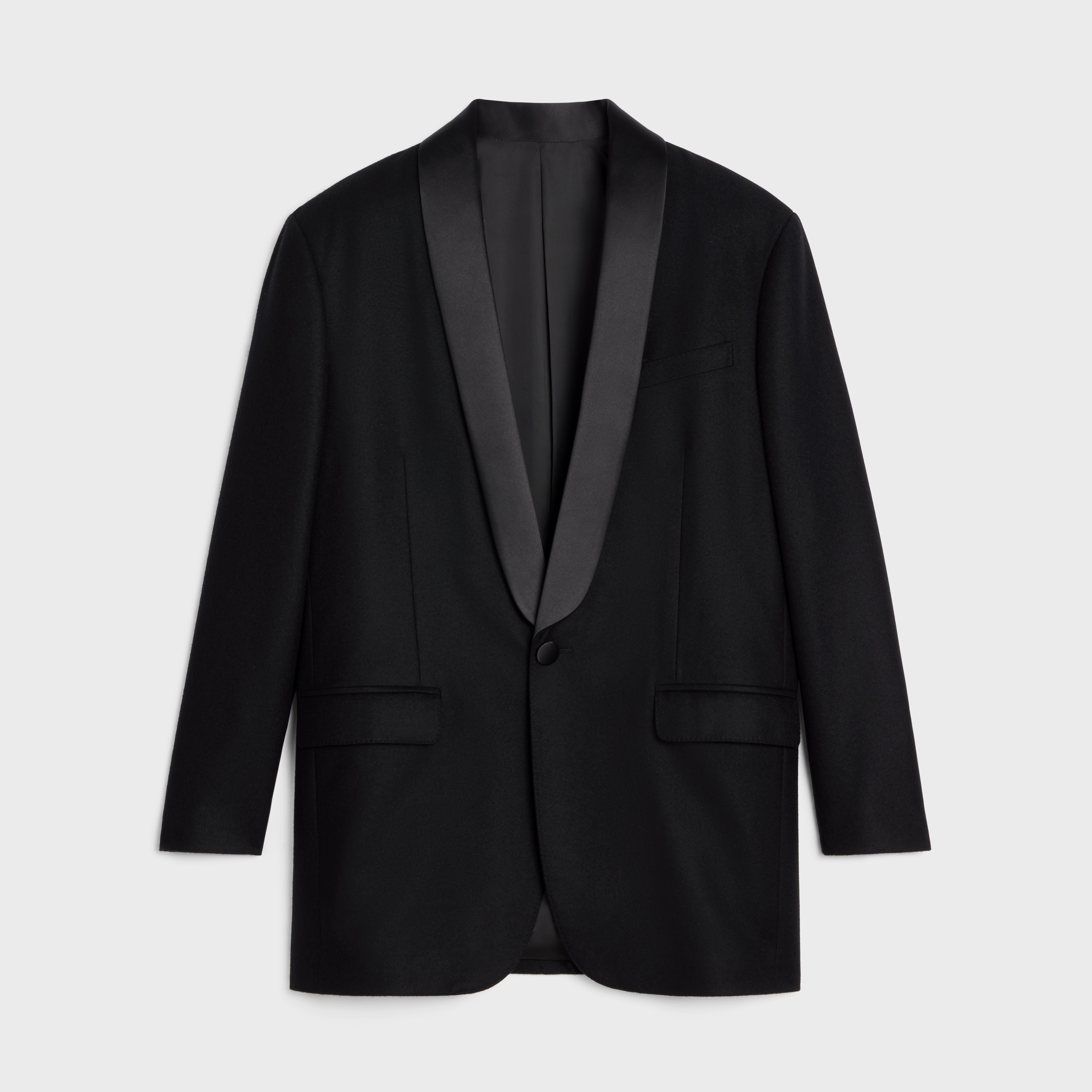 GARÇON TUX JACKET IN CASHMERE FLANNEL - BLACK | CELINE