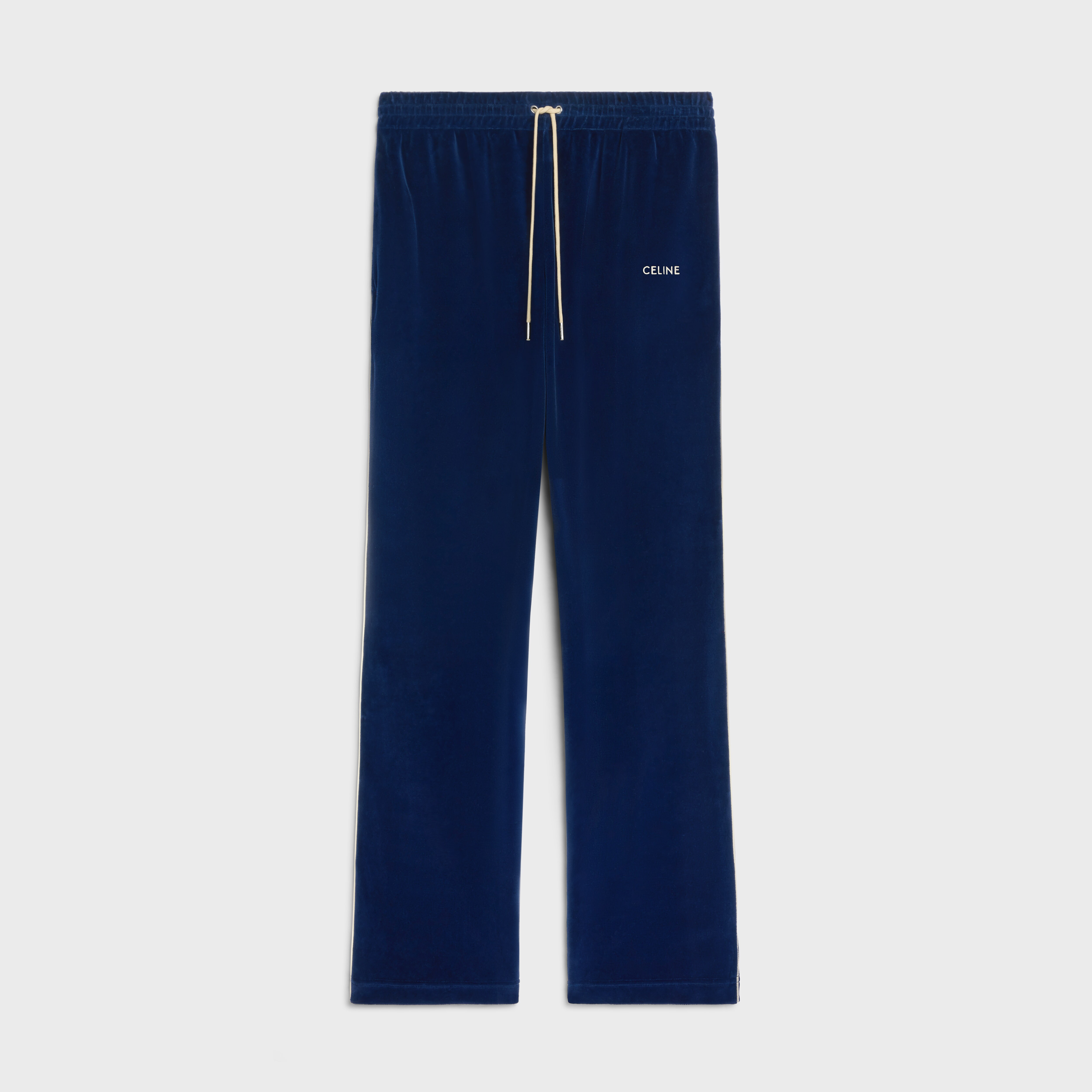 絲絨平紋針織運動長褲 - NAVY CHINA/ ECRU | CELINE