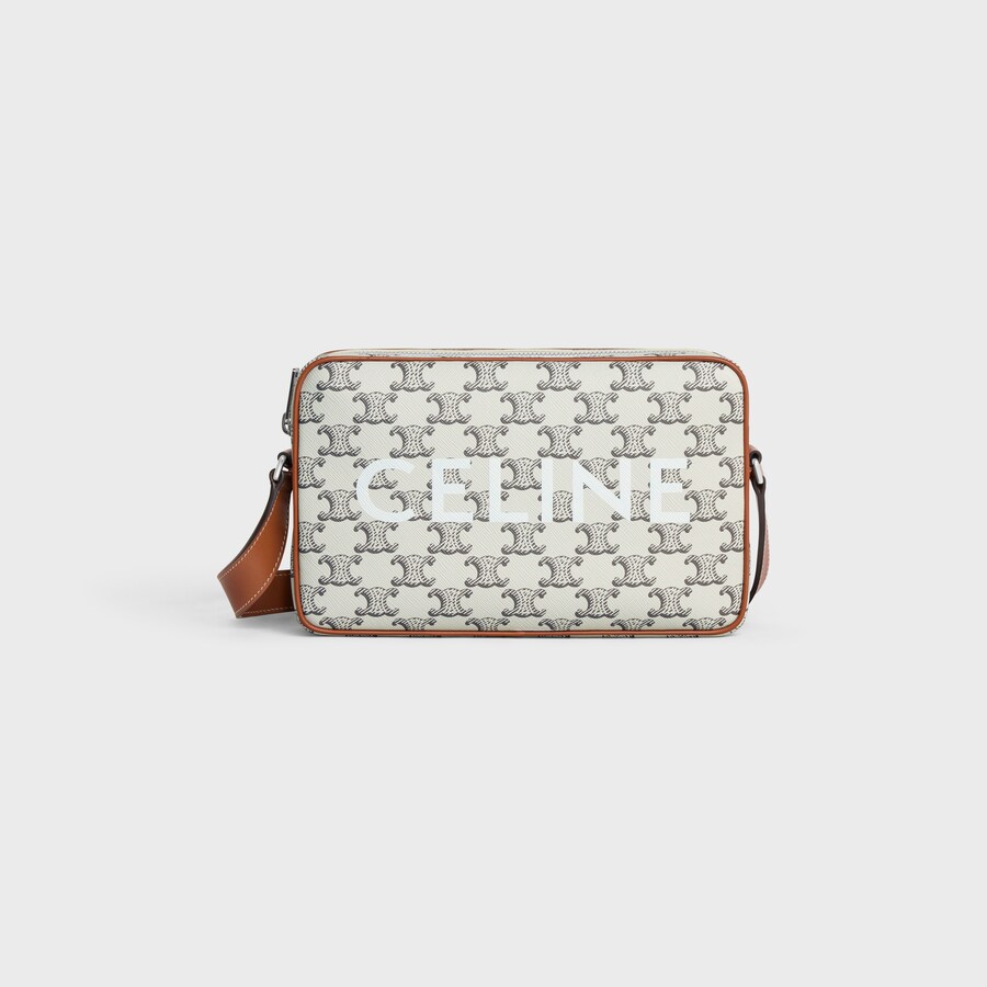 MEDIUM MESSENGER BAG IN TRIOMPHE CANVAS WITH CELINE PRINT - TAN / ECRU ...