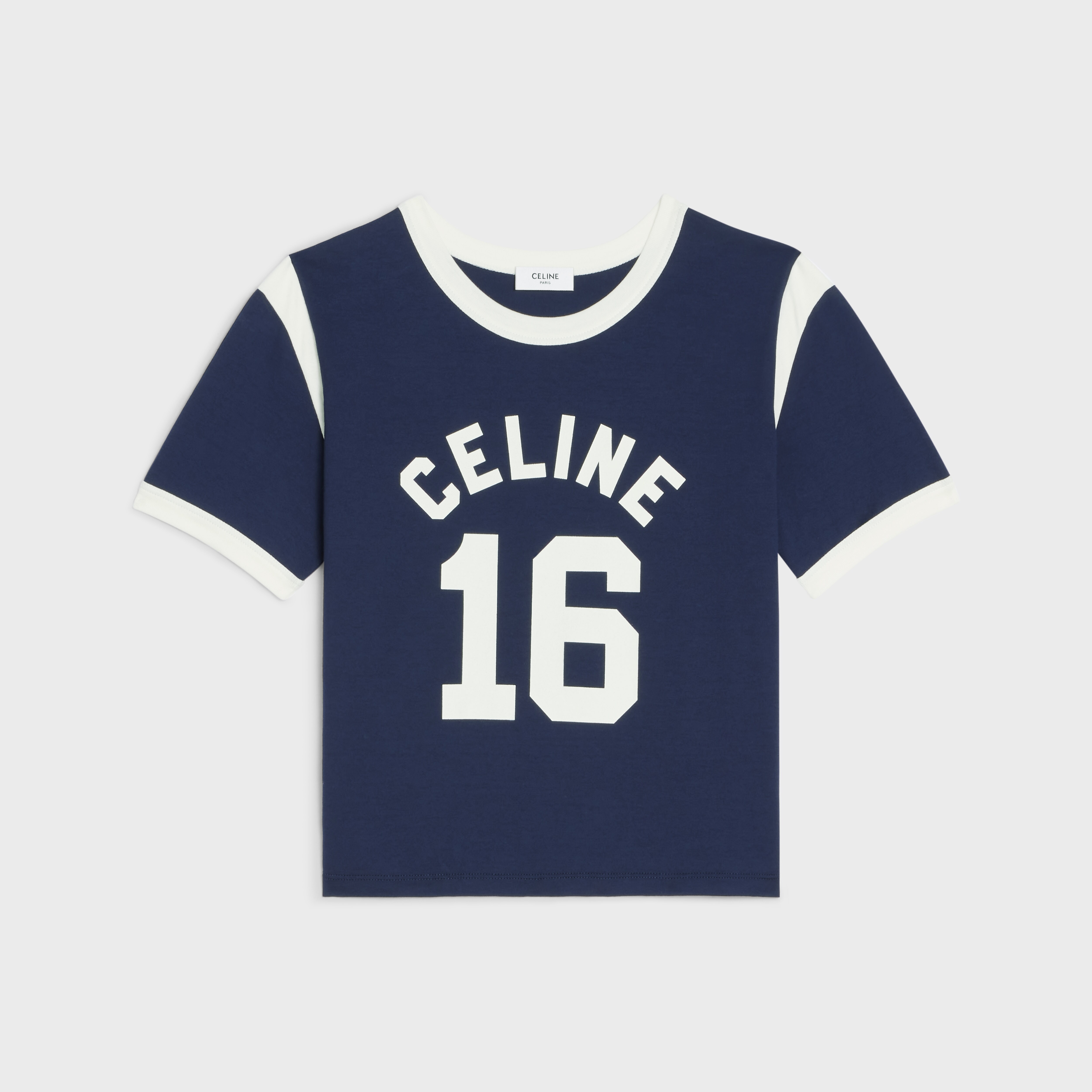 Celine 16 boxy T-shirt in Cotton jersey - NAVY/OFF WHITE | CELINE