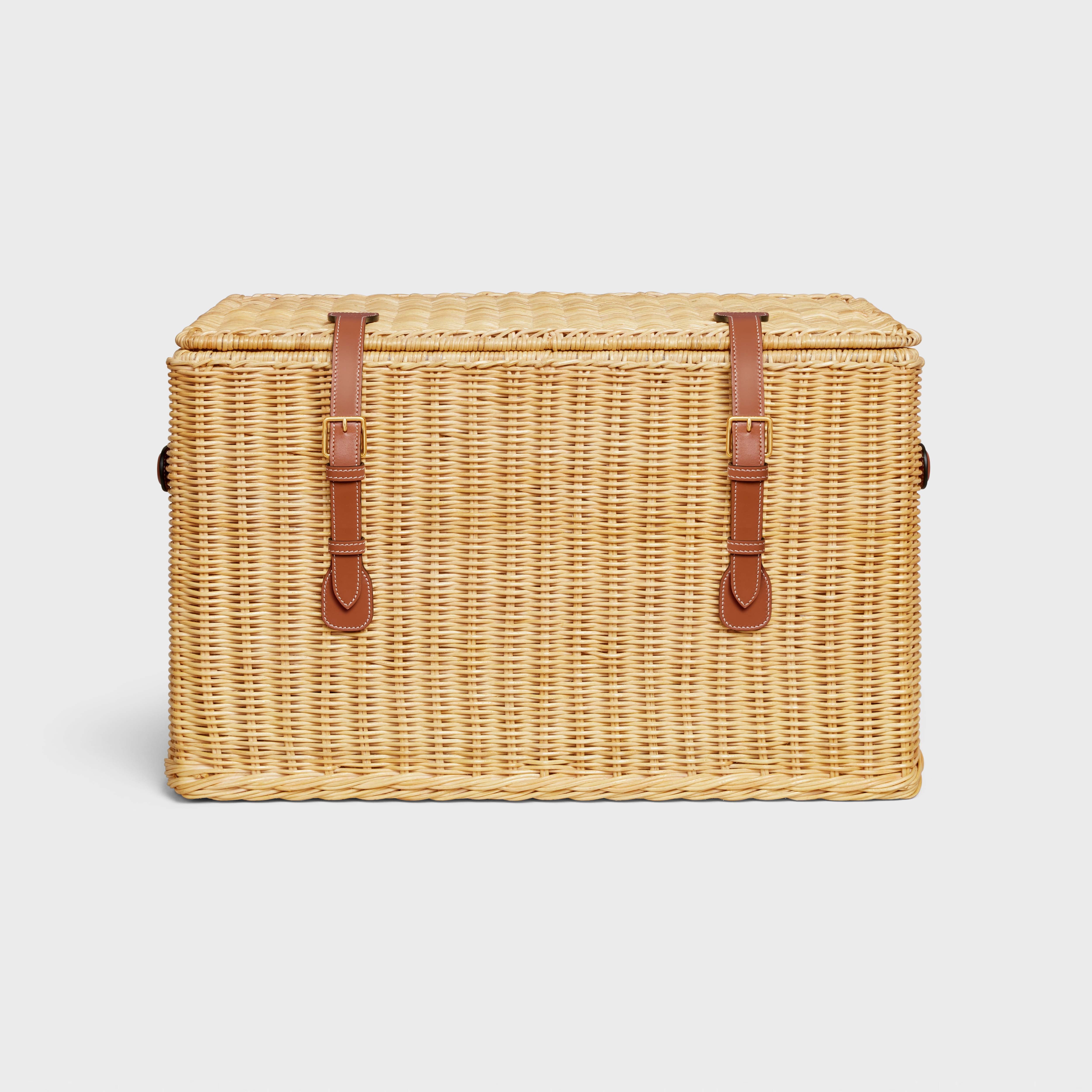 DOG TOYS BOX IN RATTAN AND CALFSKIN - TAN | CELINE