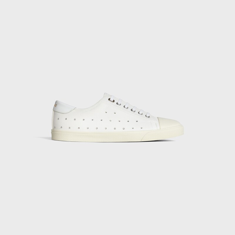Celine Blank Low Lace Up Sneaker with Toe Cap in Canvas and Calfskin ...