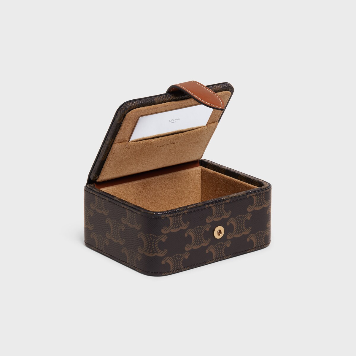 SMALL JEWELS CASE IN TRIOMPHE CANVAS AND CALFSKIN - TAN | CELINE