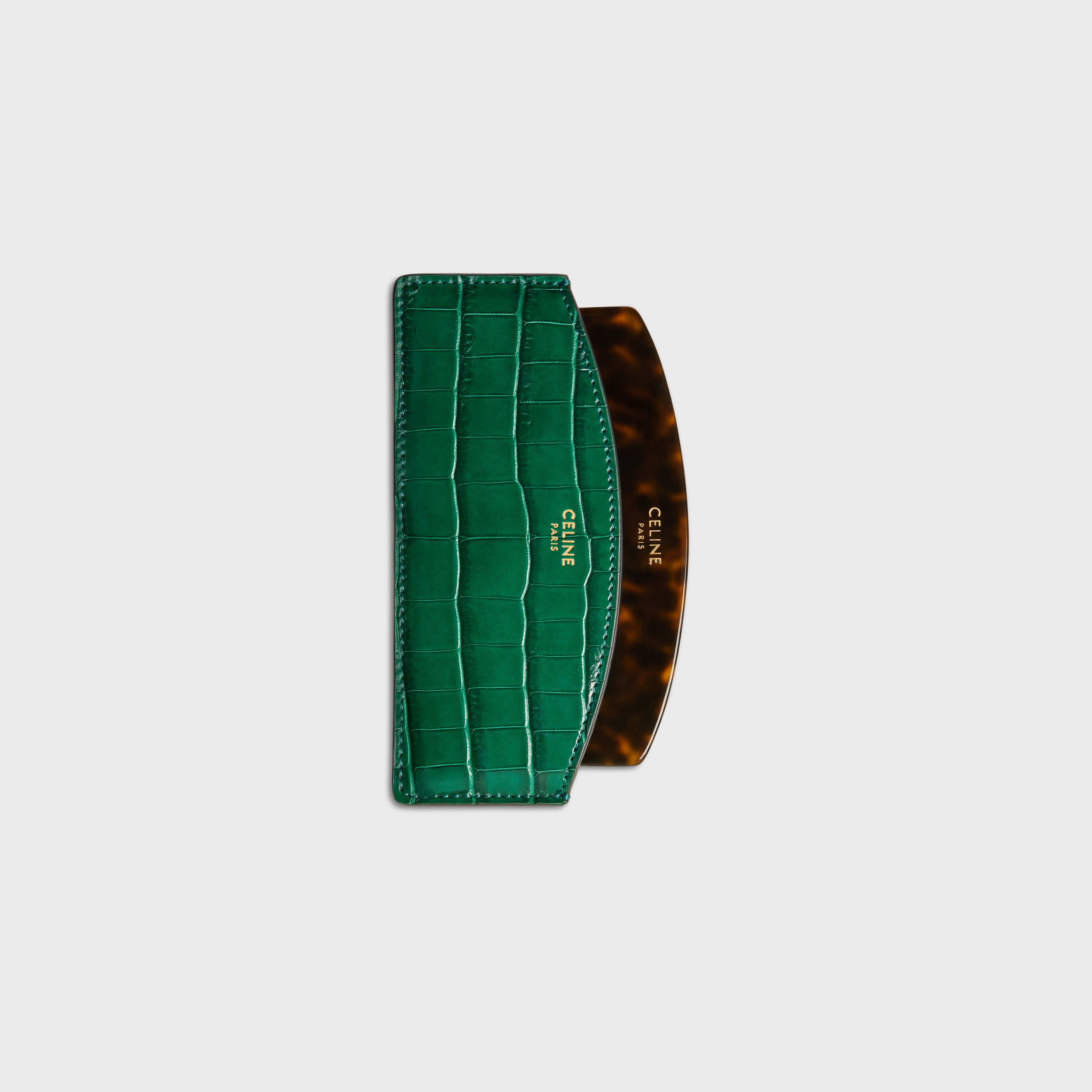 CURVED HAIR COMB IN CROCODILE - GREEN | CELINE