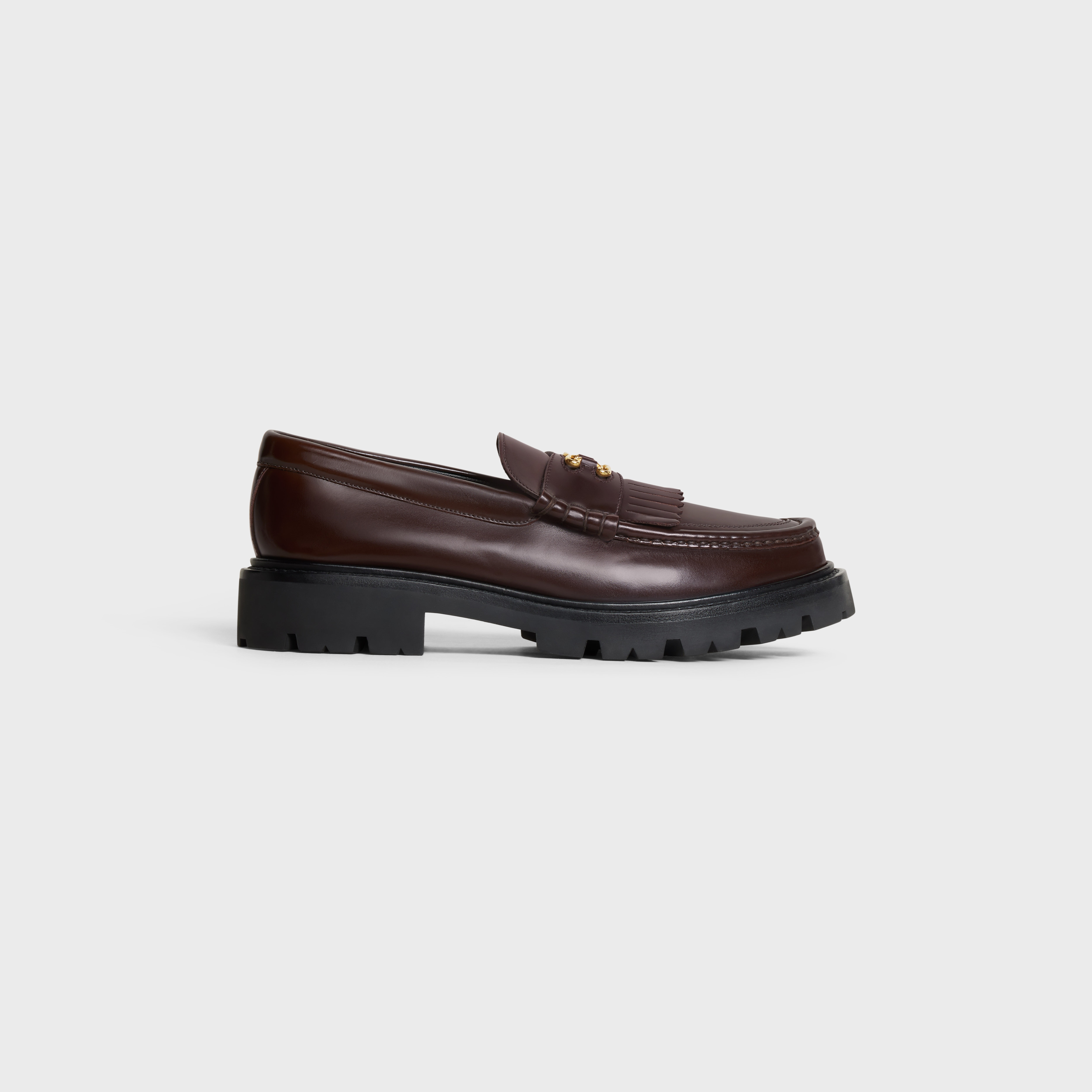 MARGARET LOAFER WITH TRIOMPHE FRAME IN POLISHED BULLSKIN - DARK BROWN ...