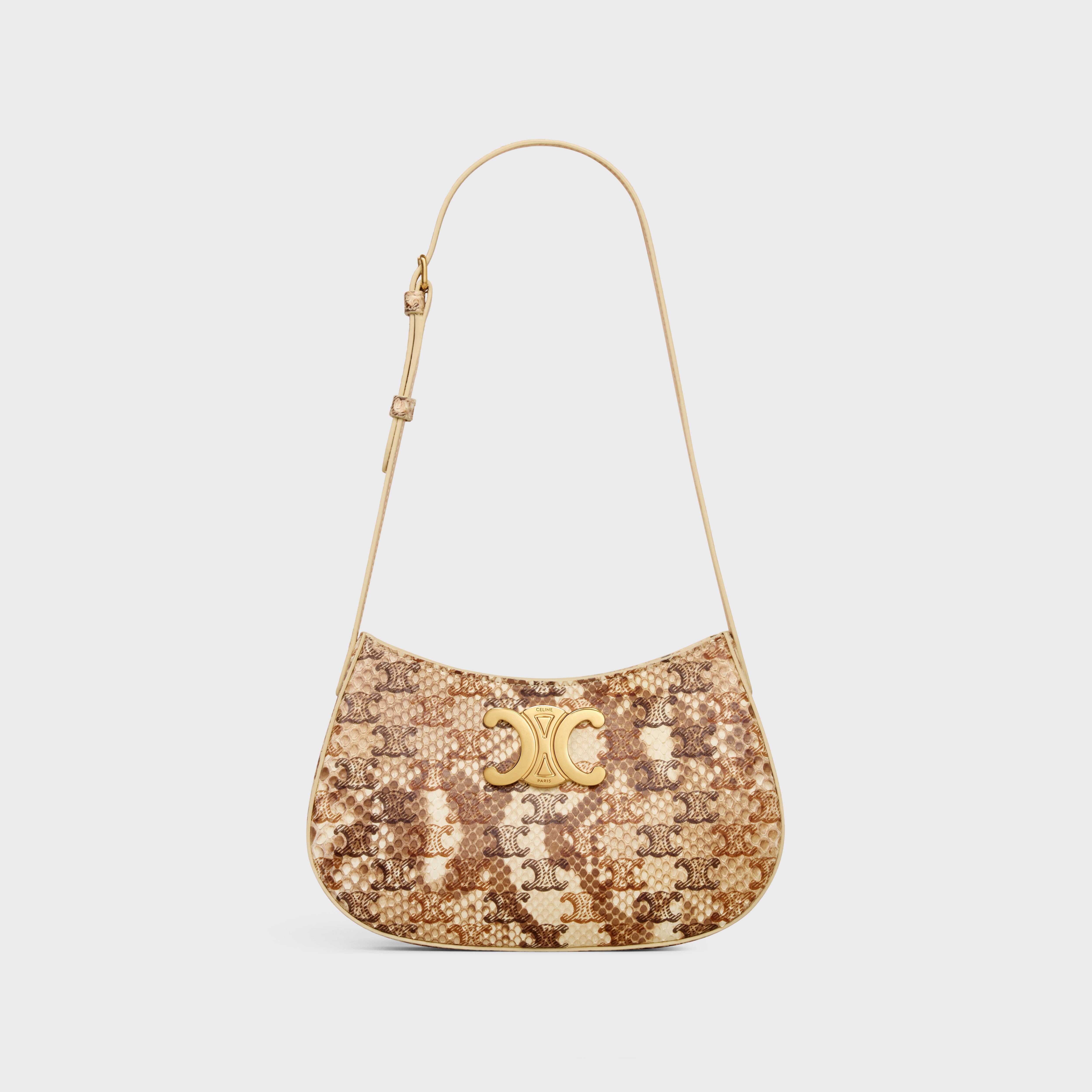 MEDIUM TILLY BAG IN PYTHON WITH TRIOMPHE - TAN / BROWN | CELINE