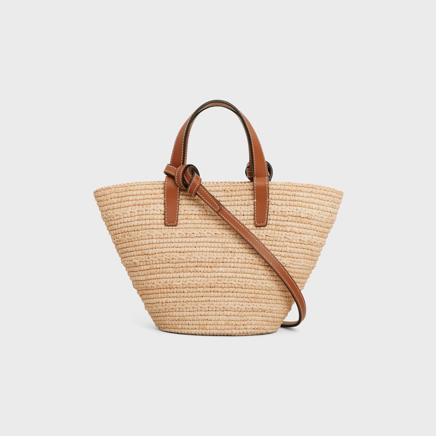 NANO SUPPLE CELINE CLASSIC PANIER IN RAFFIA AND CALFSKIN - NATURAL ...