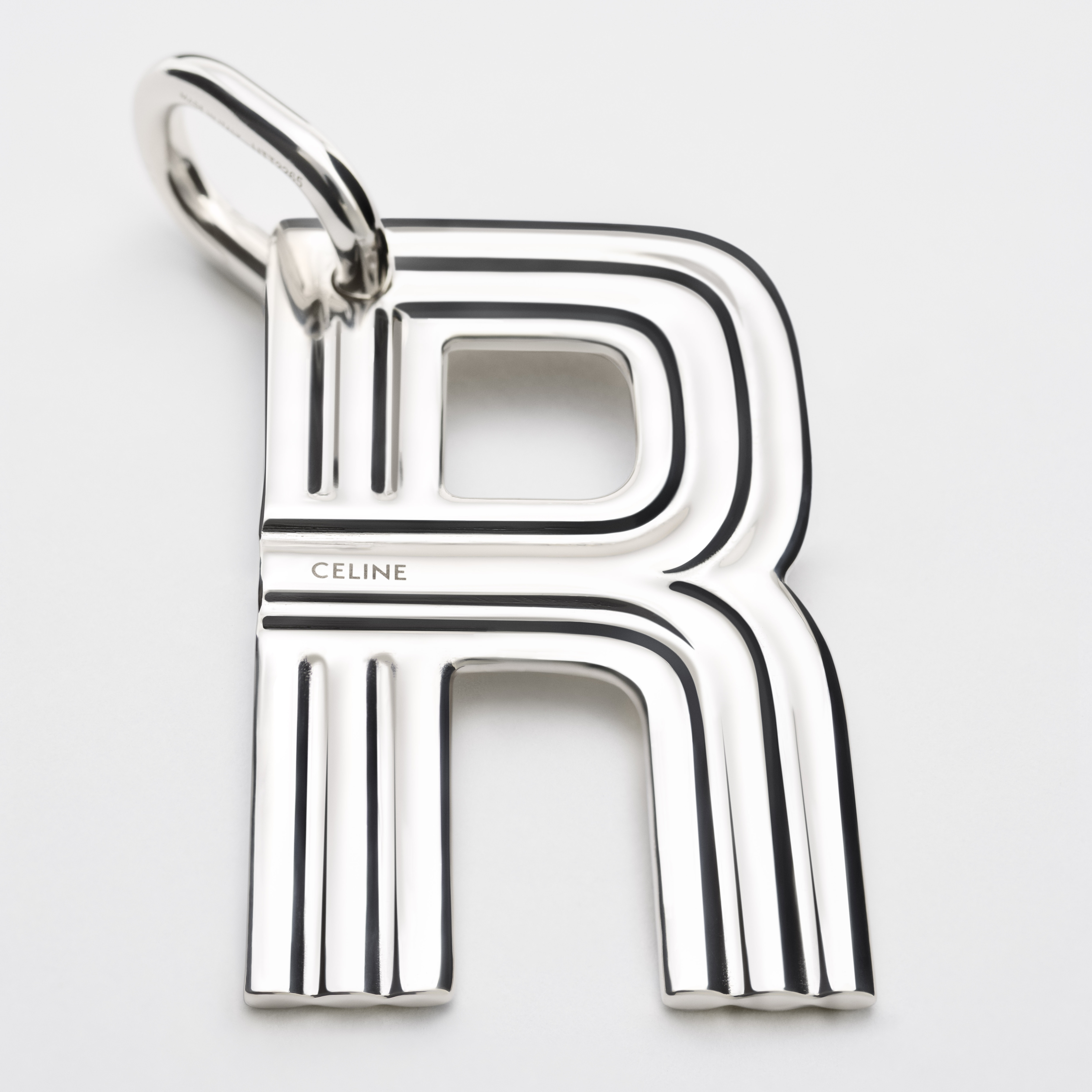 ALPHABET CHARMS R LETTER IN BRASS WITH RHODIUM FINISH - SILVER | CELINE