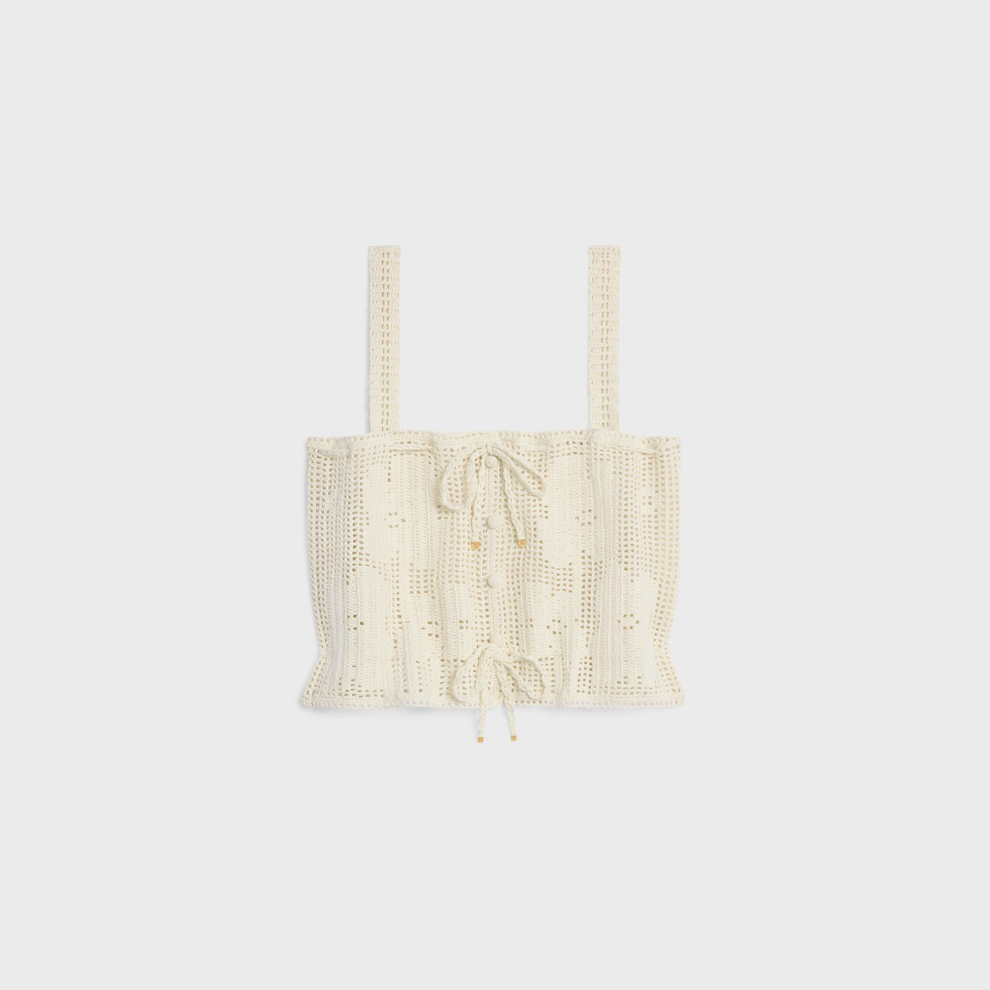 CROP TOP IN FLORAL CROCHETED COTTON - OFF WHITE | CELINE