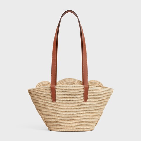 CELINE CLASSIC PANIER SMALL BRAIDED TRIOMPHE IN RAFFIA AND CALFSKIN ...