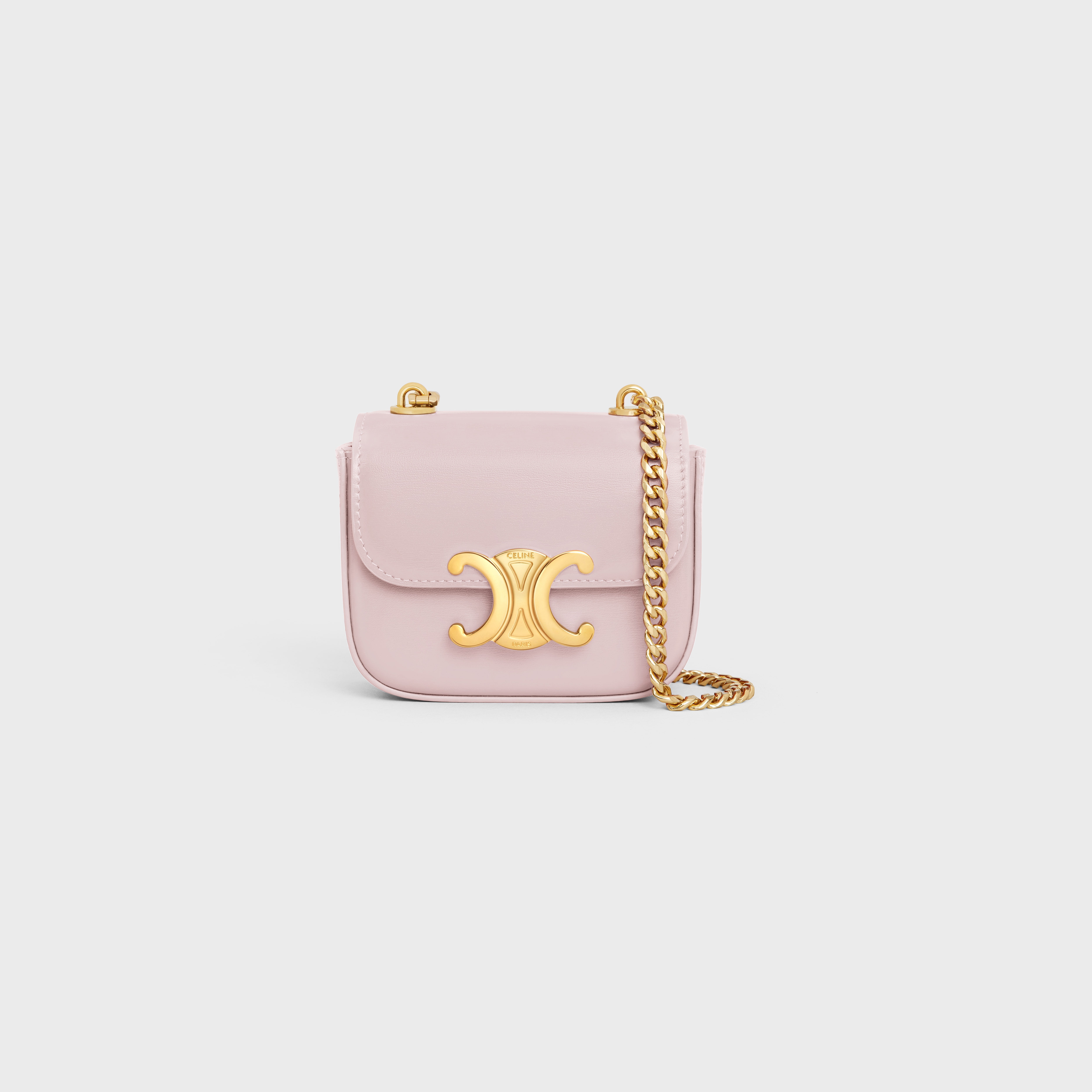 MINI CHAIN CLAUDE IN SHINY CALFSKIN - PASTEL PINK | CELINE
