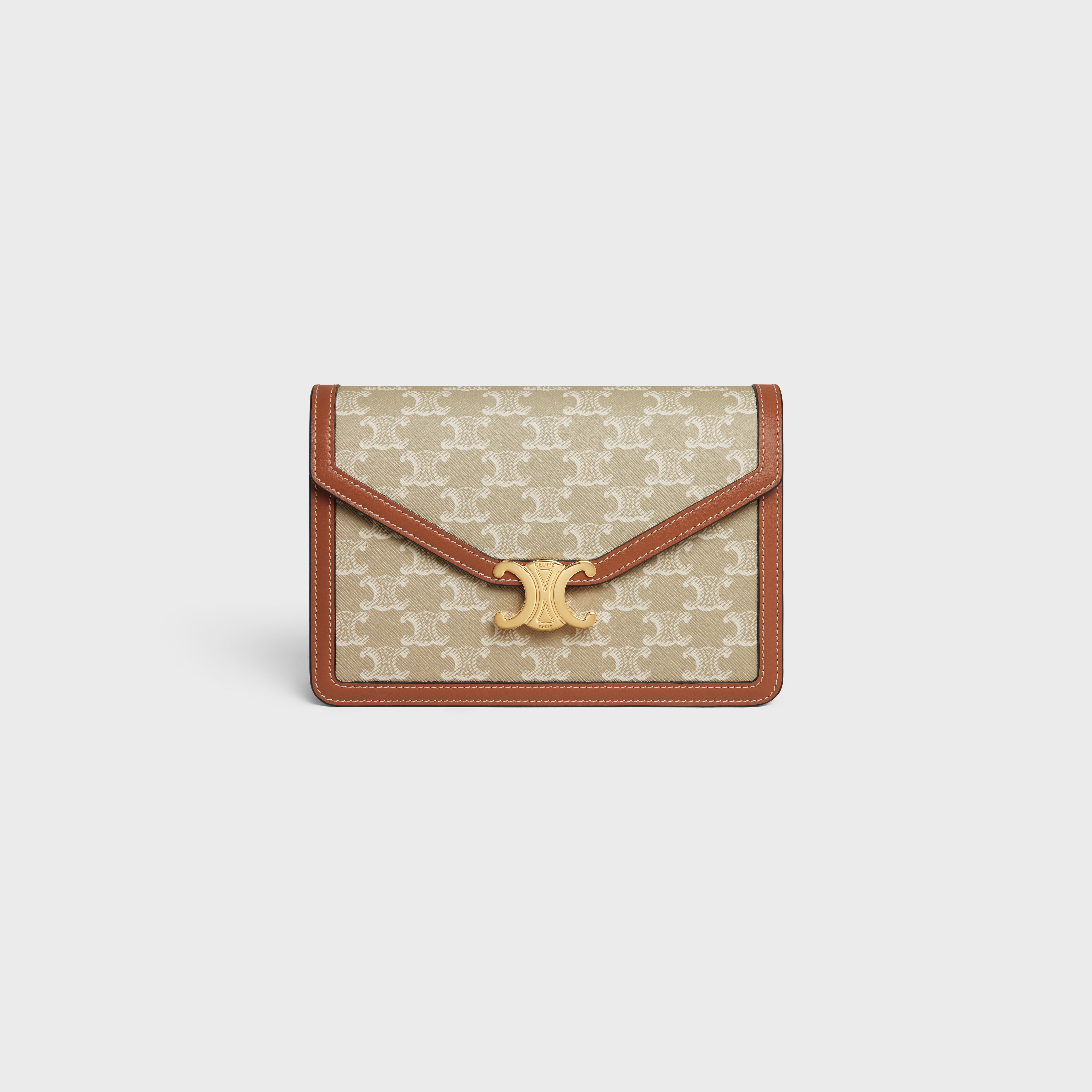 ENVELOPPE BAG IN TRIOMPHE CANVAS AND CALFSKIN - GREGE | CELINE